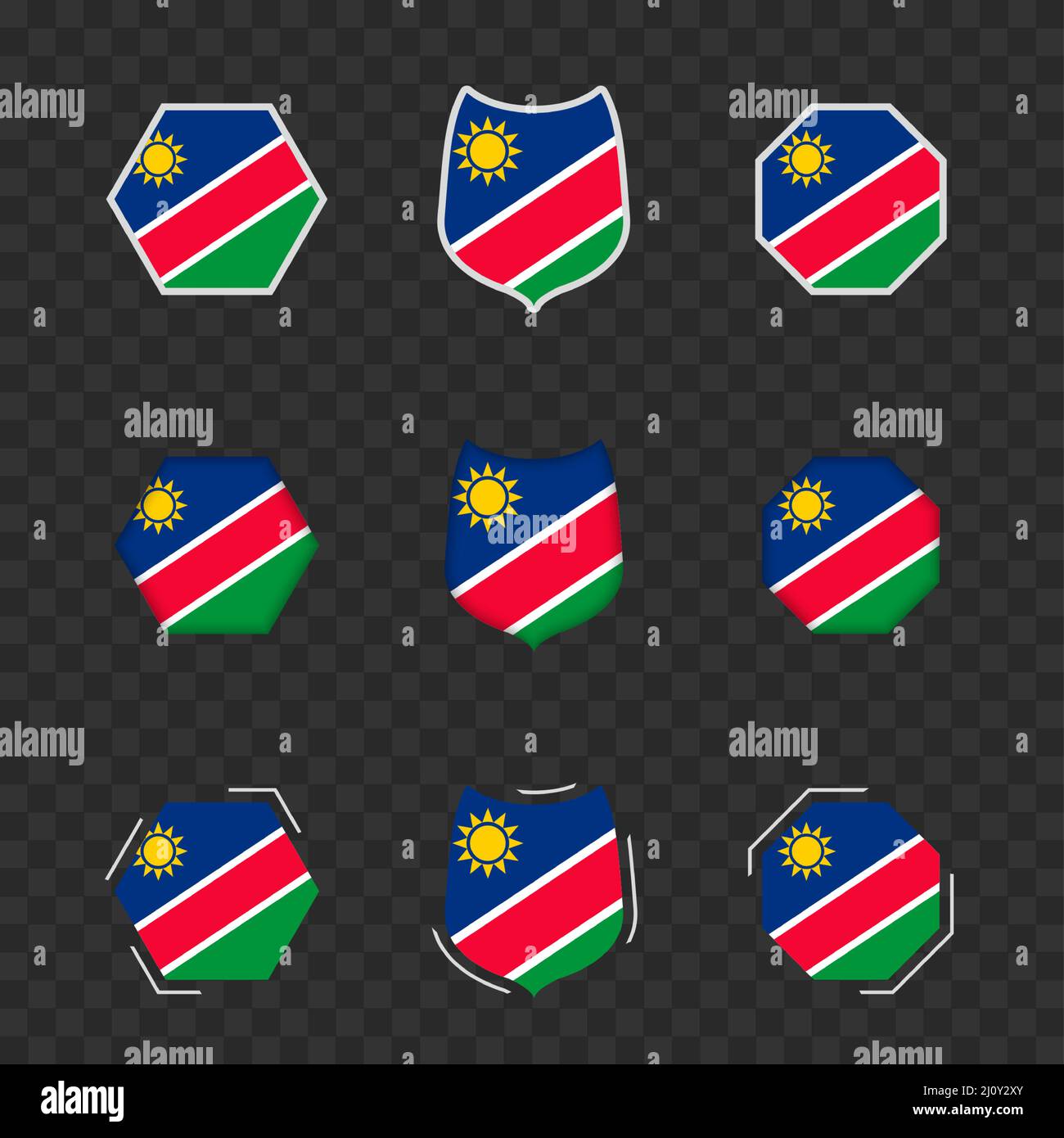 National symbols of Namibia on a dark transparent background, vector ...