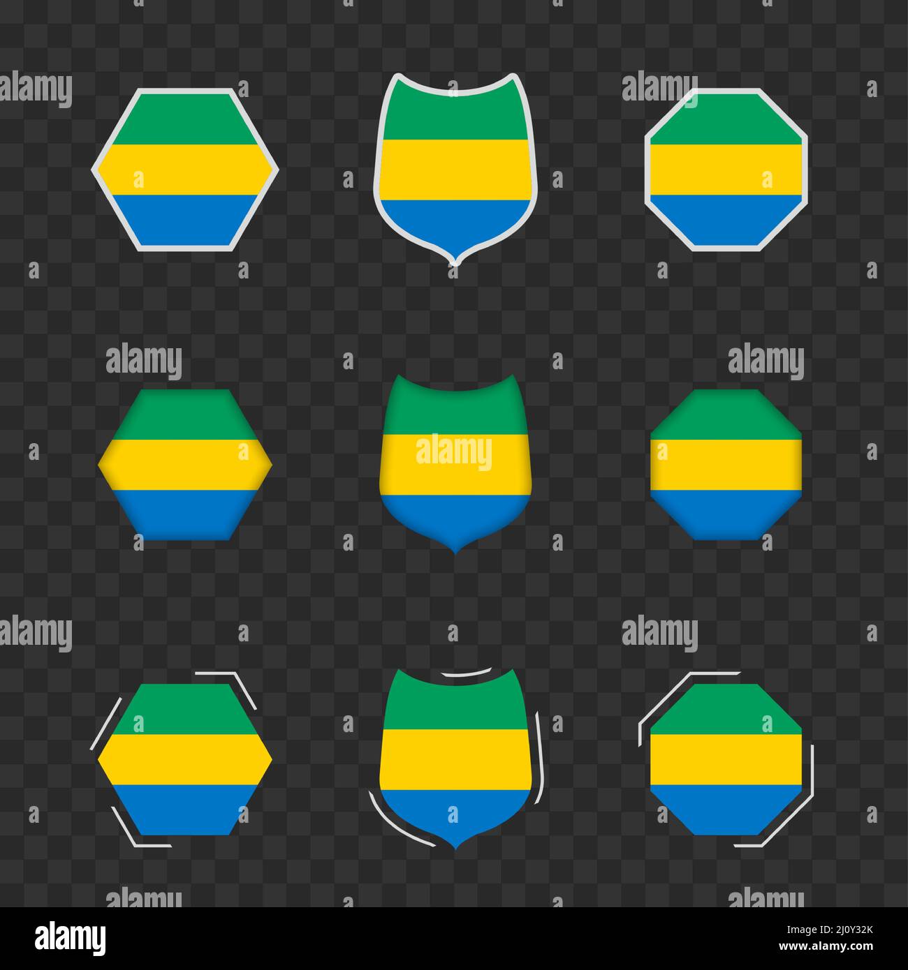 National symbols of Gabon on a dark transparent background, vector ...