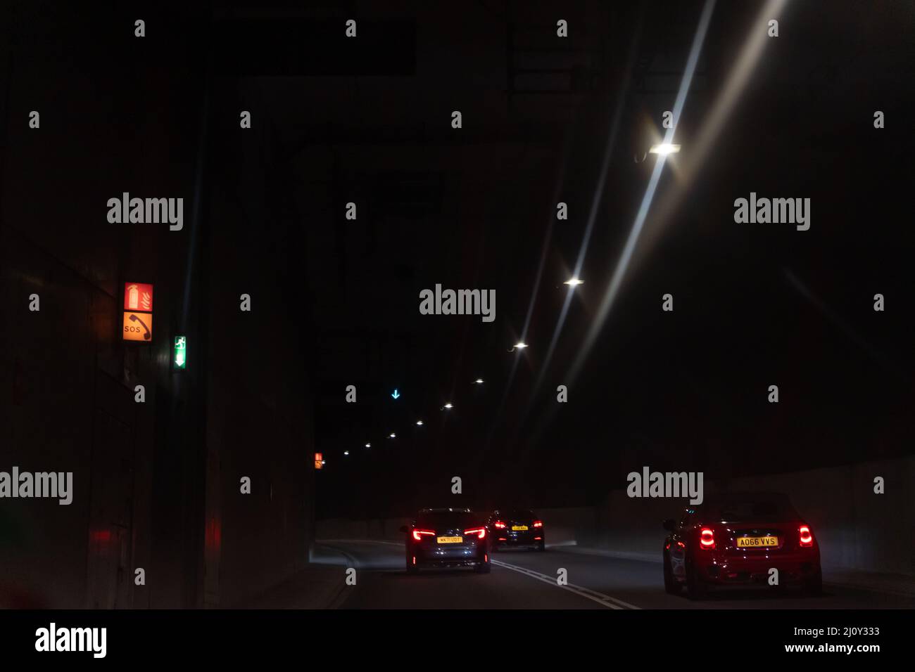 Inside the Southbound Tyne Tunnel. Two tunnels now run under the River ...