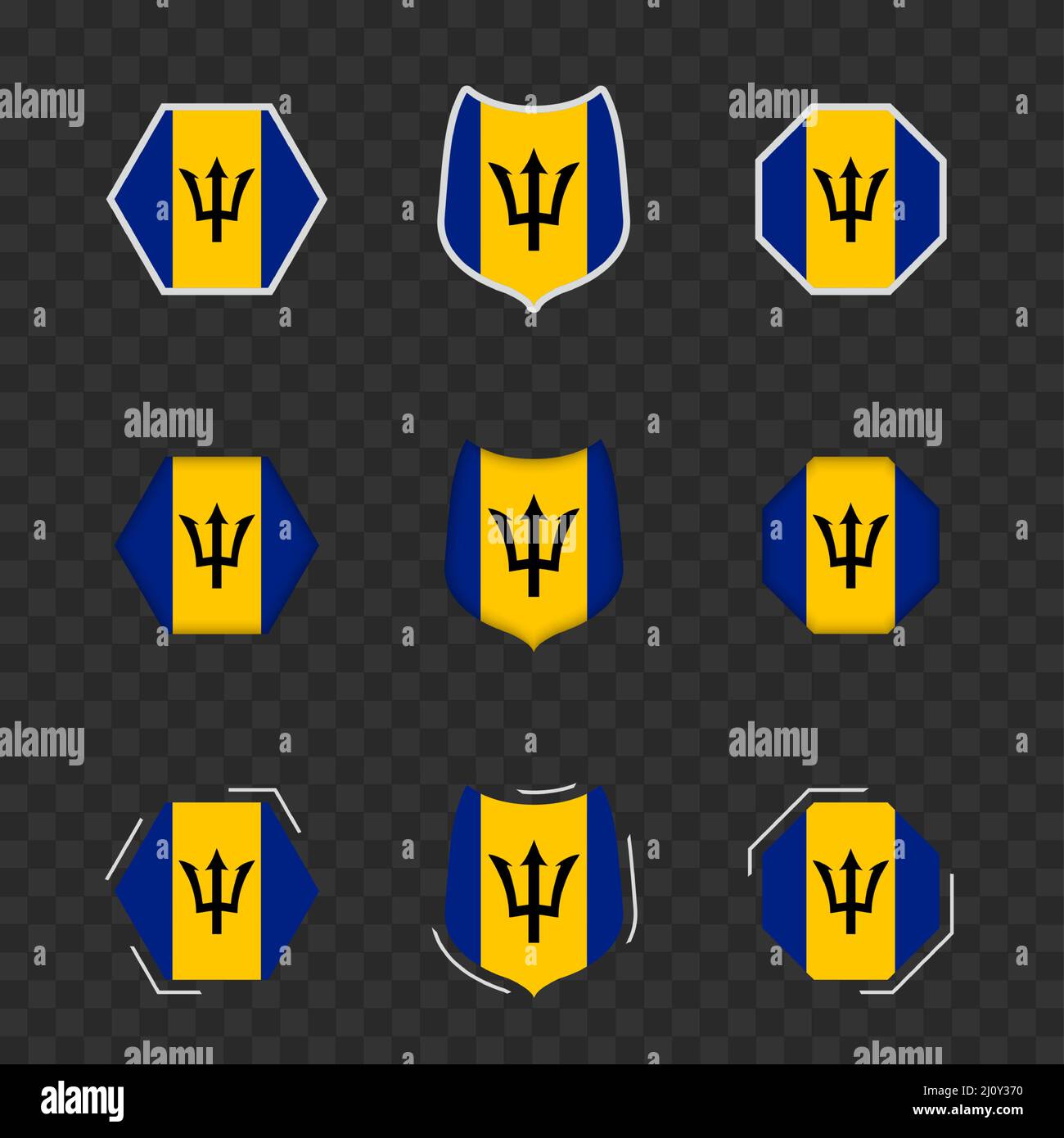 National symbols of Barbados on a dark transparent background, vector ...