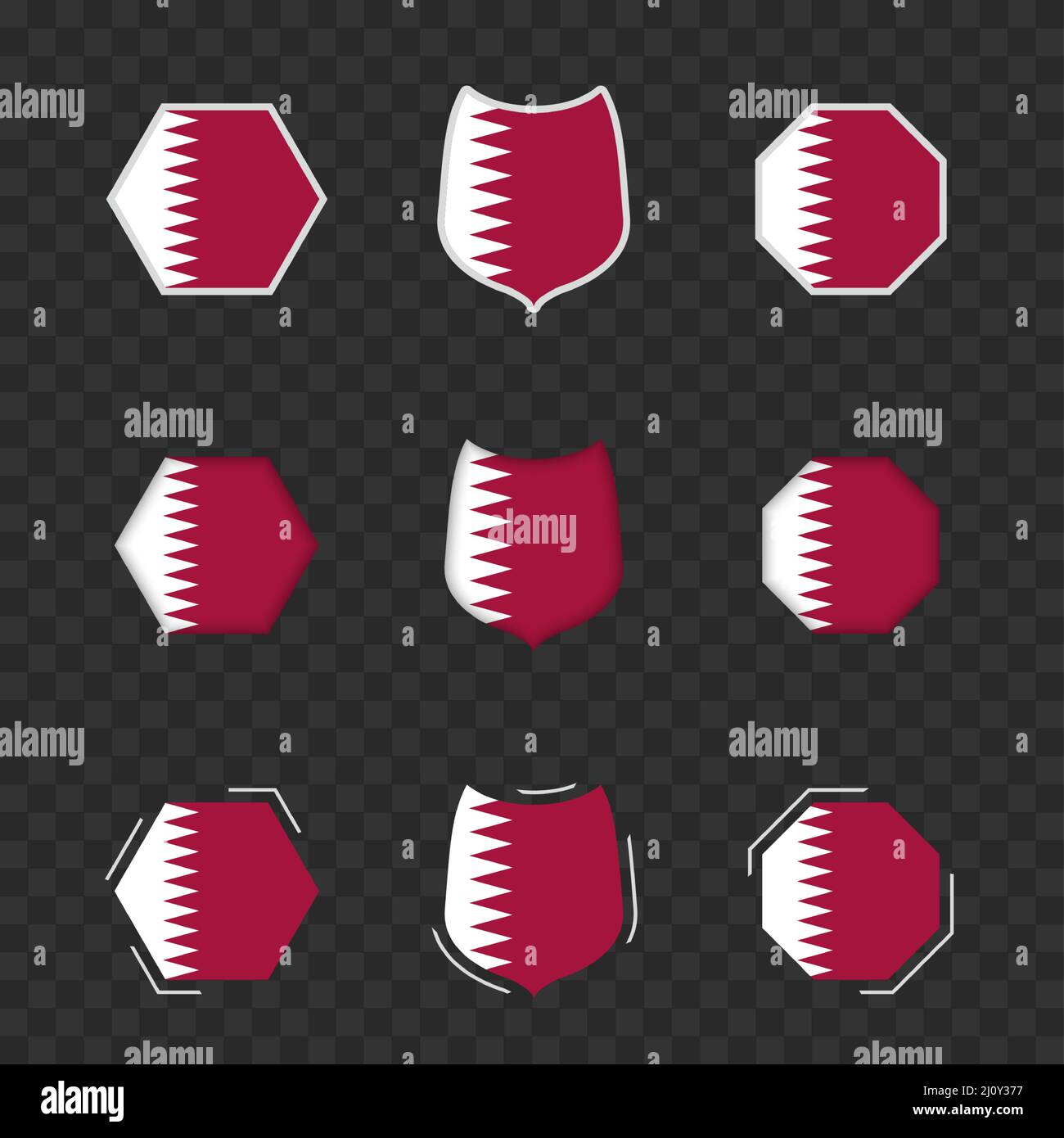 National symbols of Qatar on a dark transparent background, vector ...