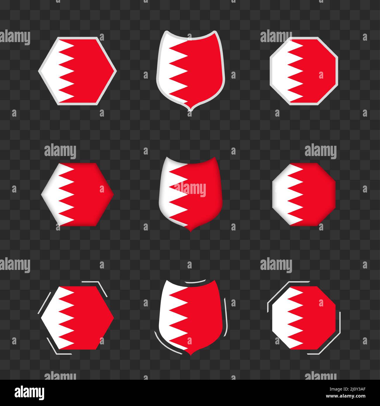 National symbols of Bahrain on a dark transparent background, vector ...