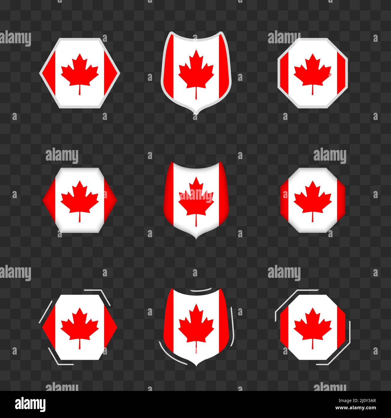 National symbols of Canada on a dark transparent background, vector ...