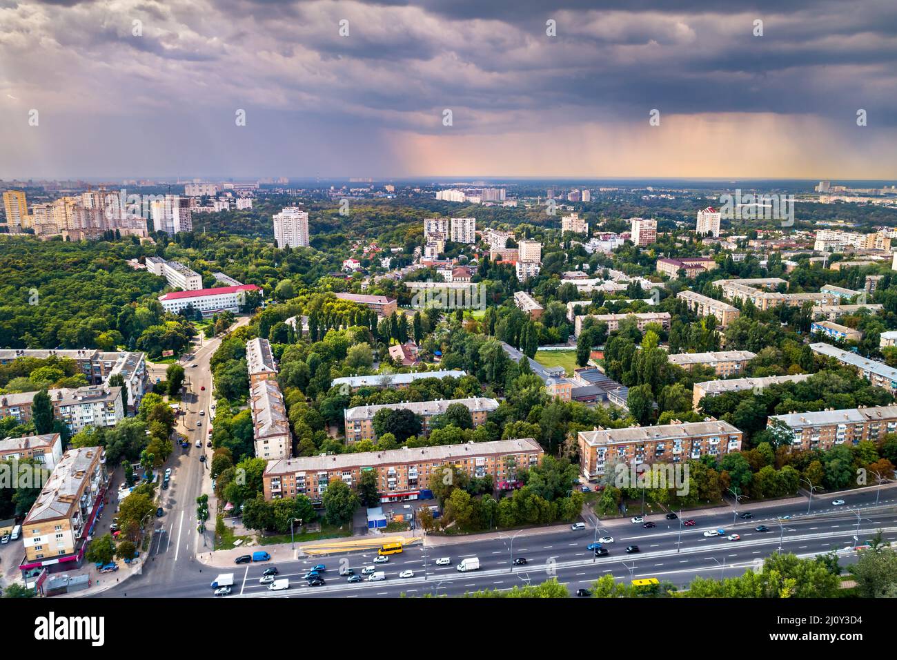 Aerial view of the Dorohozhychi district of Kiev, Ukraine Stock Photo ...