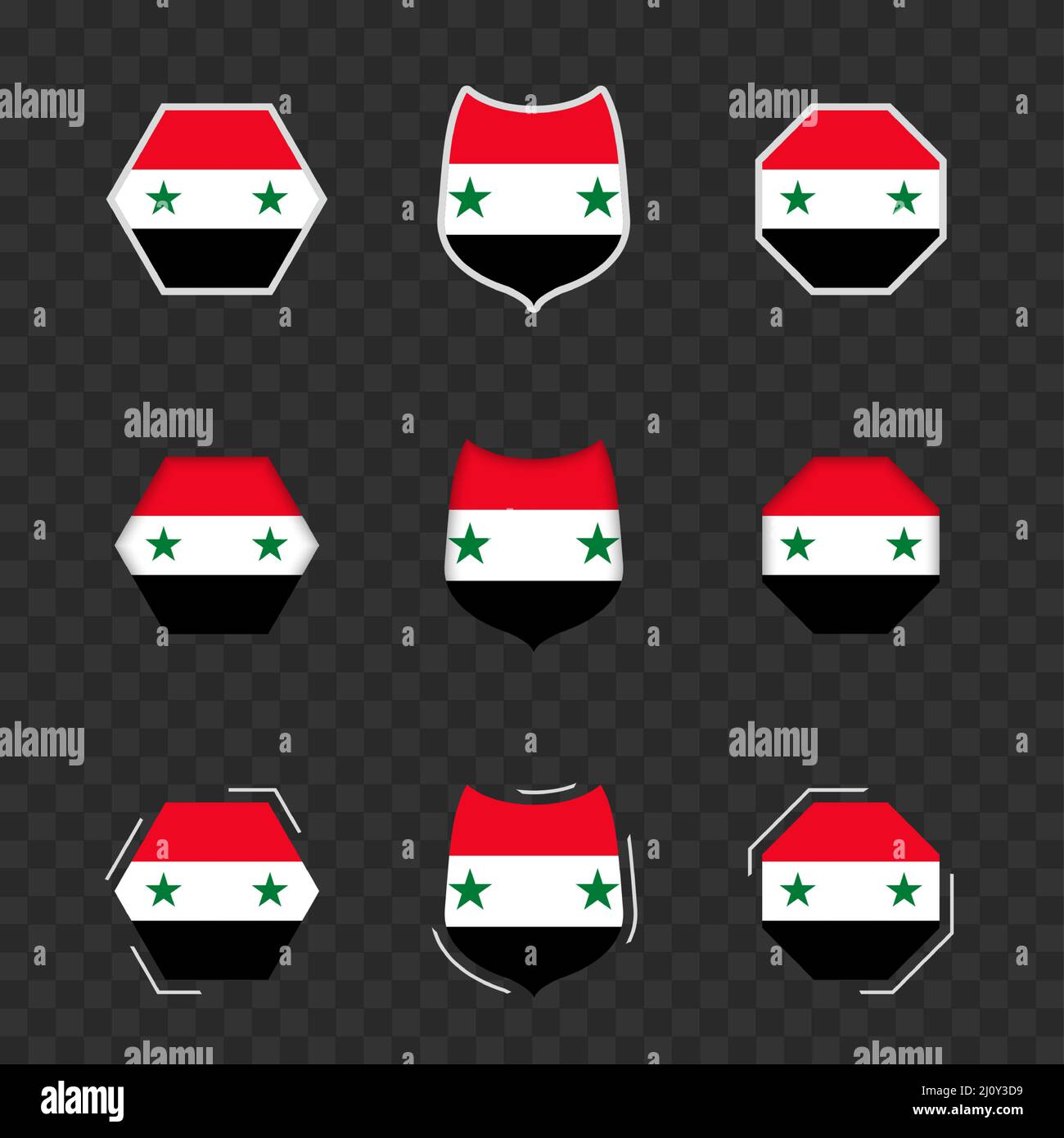National symbols of Syria on a dark transparent background, vector ...