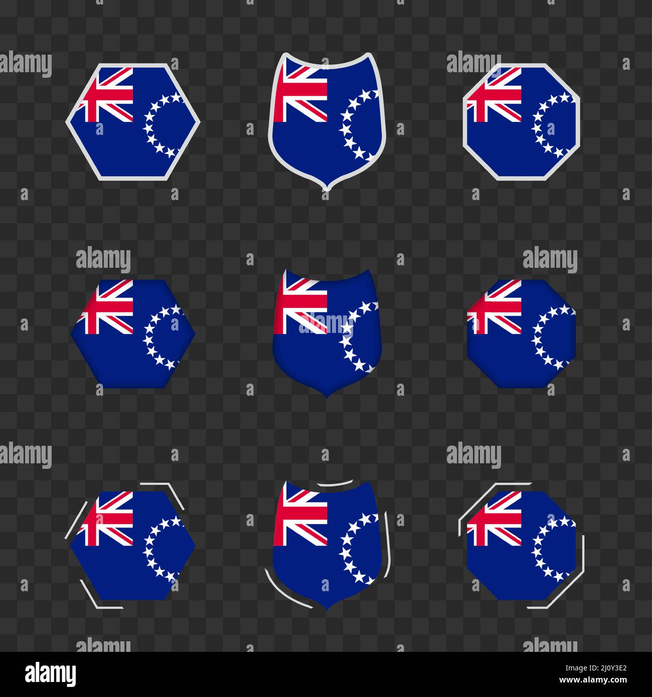 National symbols of Cook Islands on a dark transparent background ...