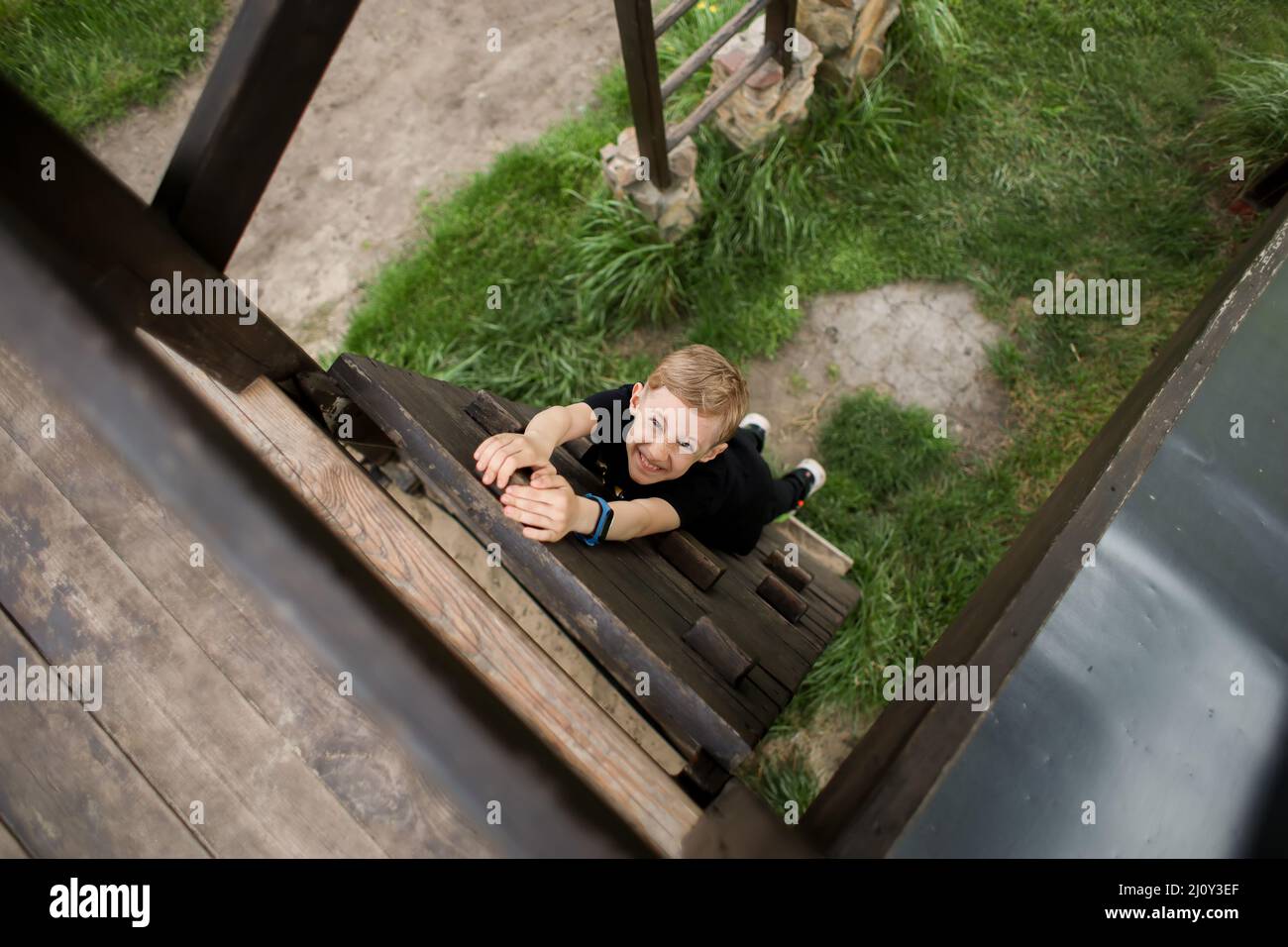 Kids wooden obstacle course hi-res stock photography and images - Alamy
