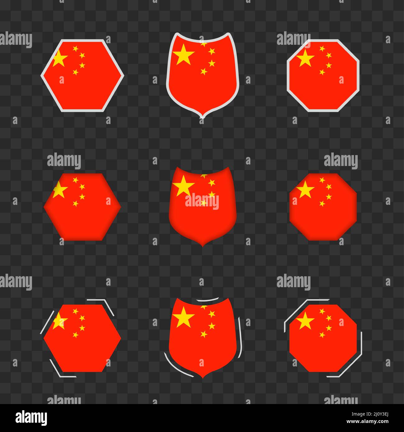 National symbols of China on a dark transparent background, vector ...