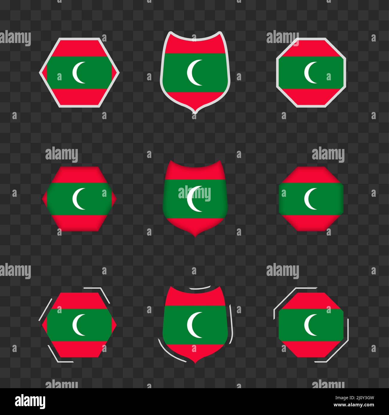 National symbols of Maldives on a dark transparent background, vector ...