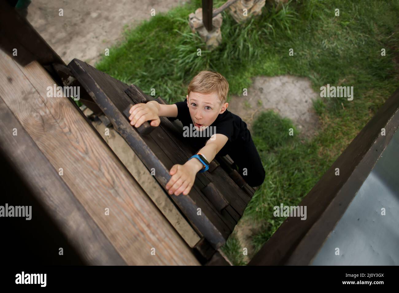 Kids wooden obstacle course hi-res stock photography and images - Alamy