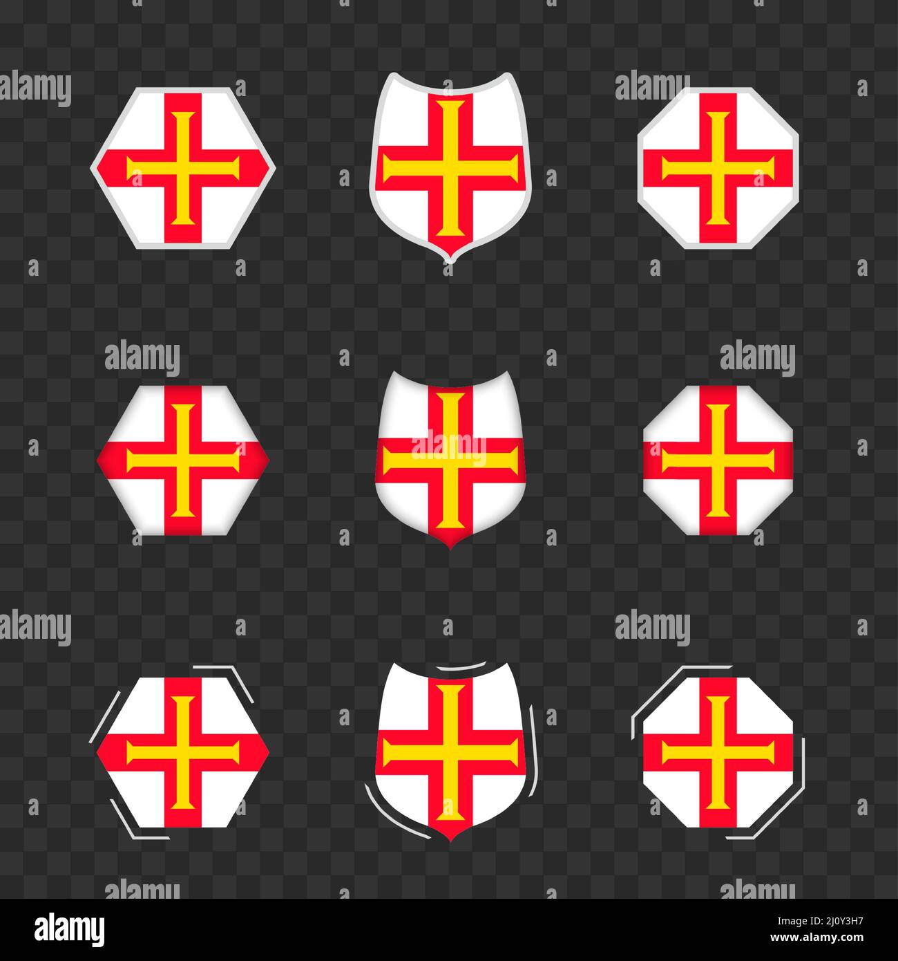 National symbols of Guernsey on a dark transparent background, vector ...