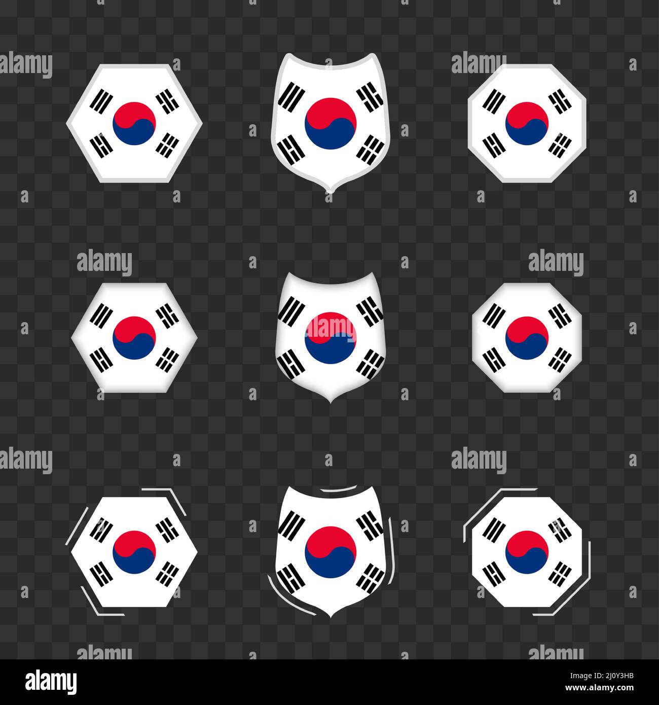 National symbols of South Korea on a dark transparent background ...