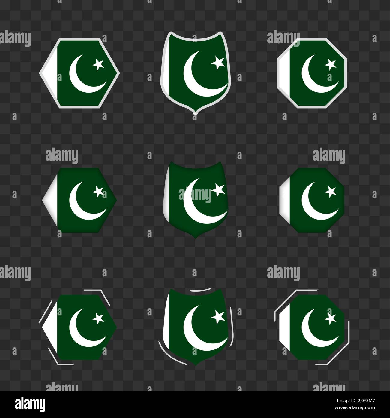 National symbols of Pakistan on a dark transparent background, vector ...