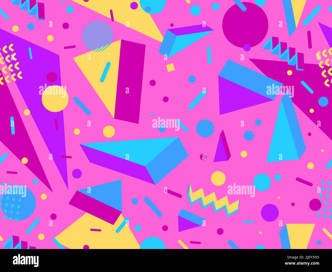Geometric seamless pattern in 80s memphis style. Isometric geometric 3D ...