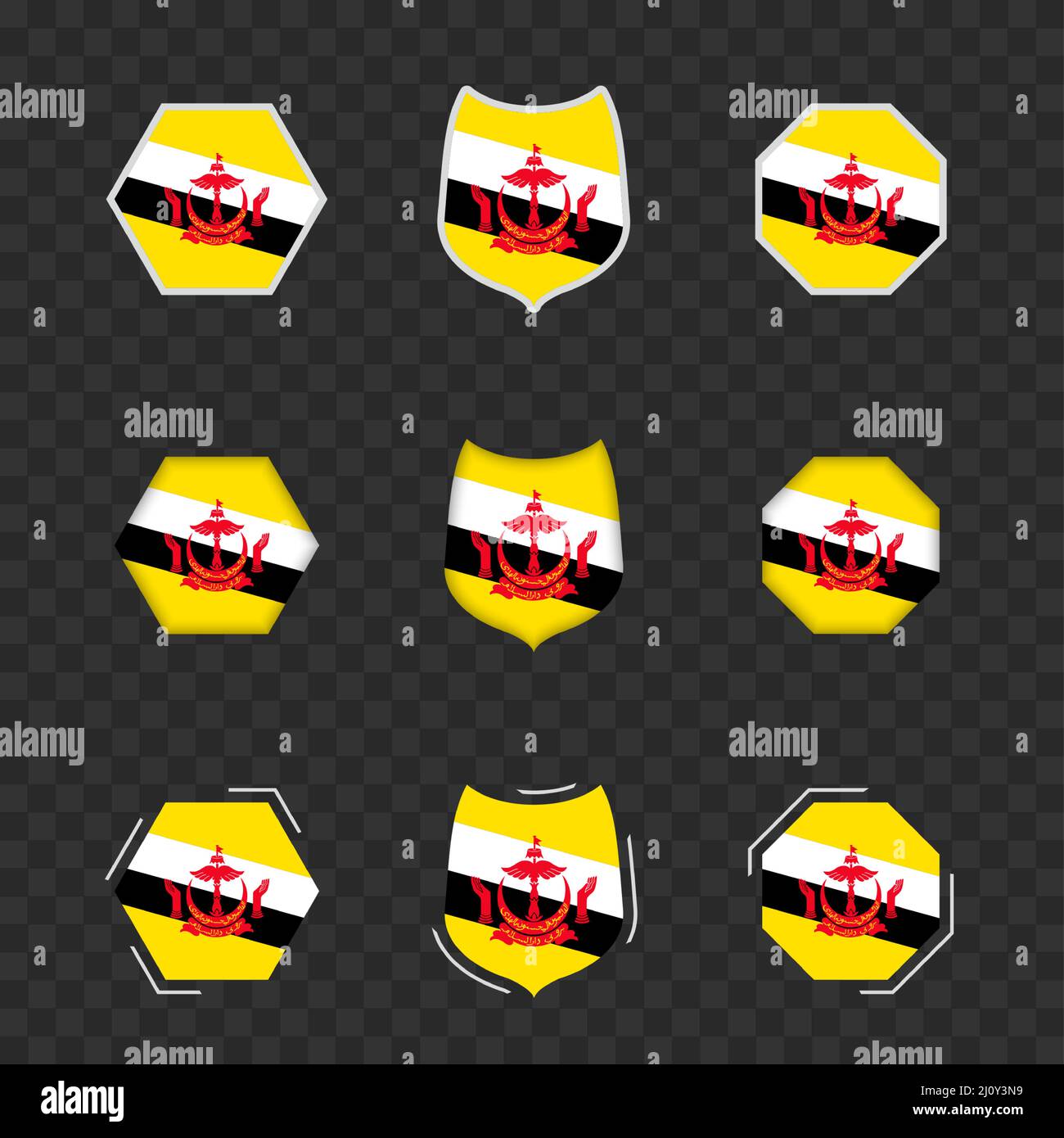National symbols of Brunei on a dark transparent background, vector ...