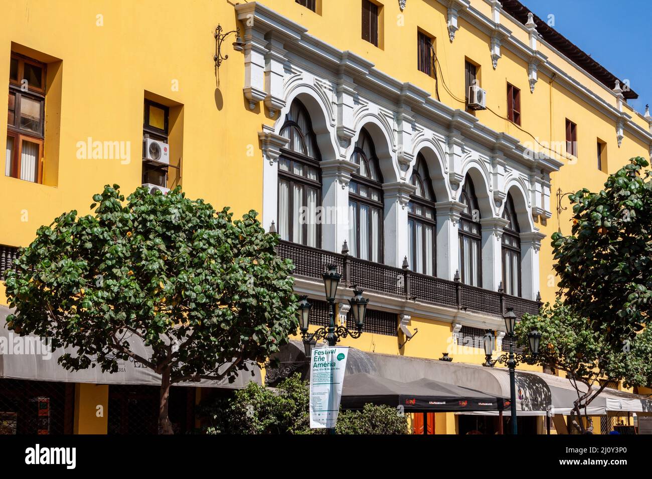 Detail of the facade of the Municipal Palace historical building in ...