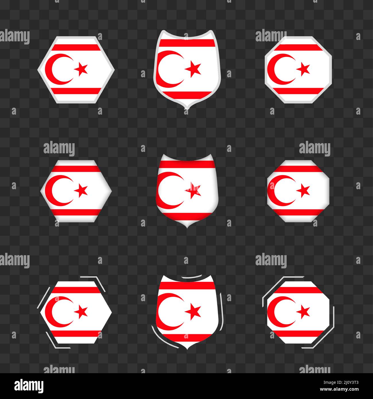 National symbols of Northern Cyprus on a dark transparent background ...