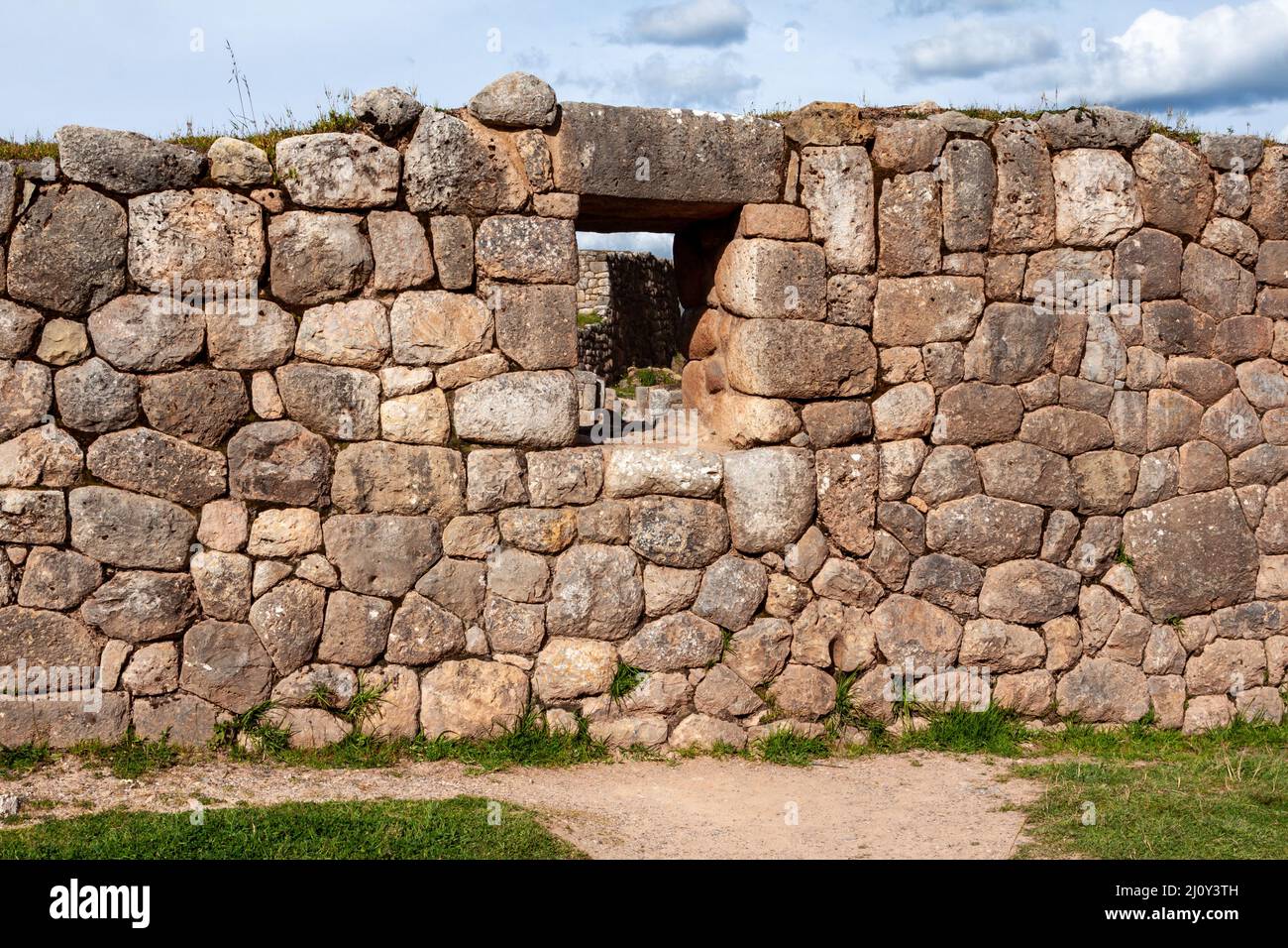 Stone wall with a window in Cusco, Peru Stock Photo - Alamy