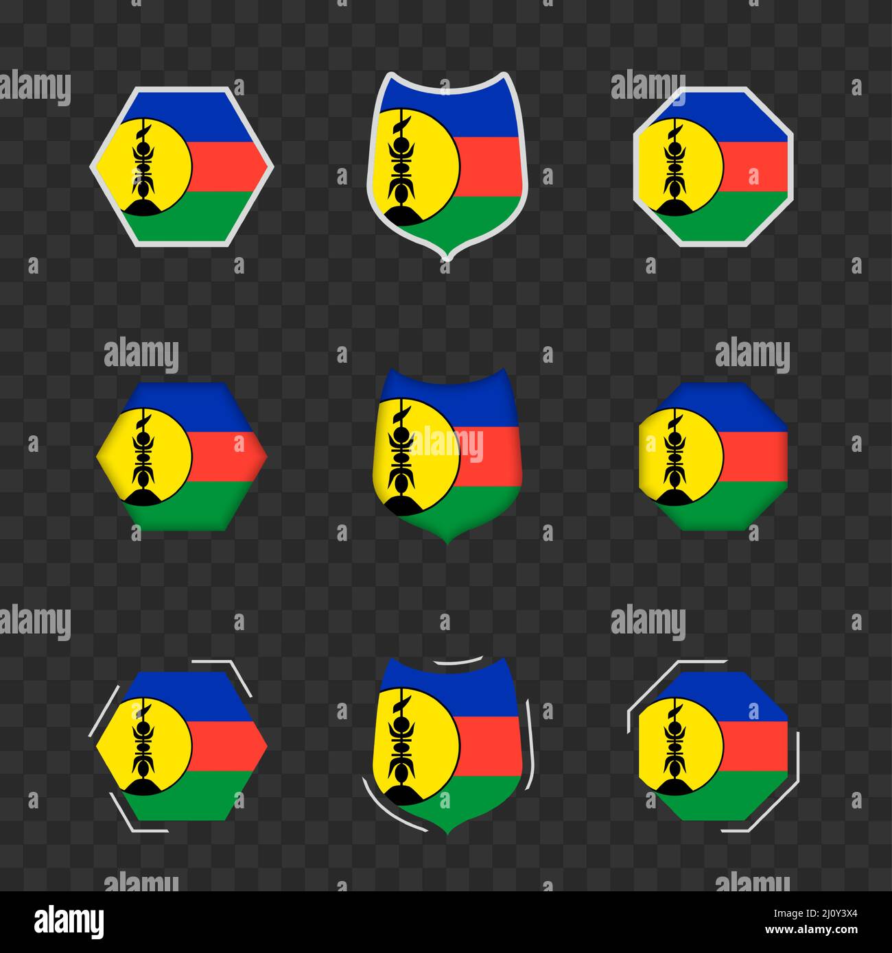 National symbols of New Caledonia on a dark transparent background ...