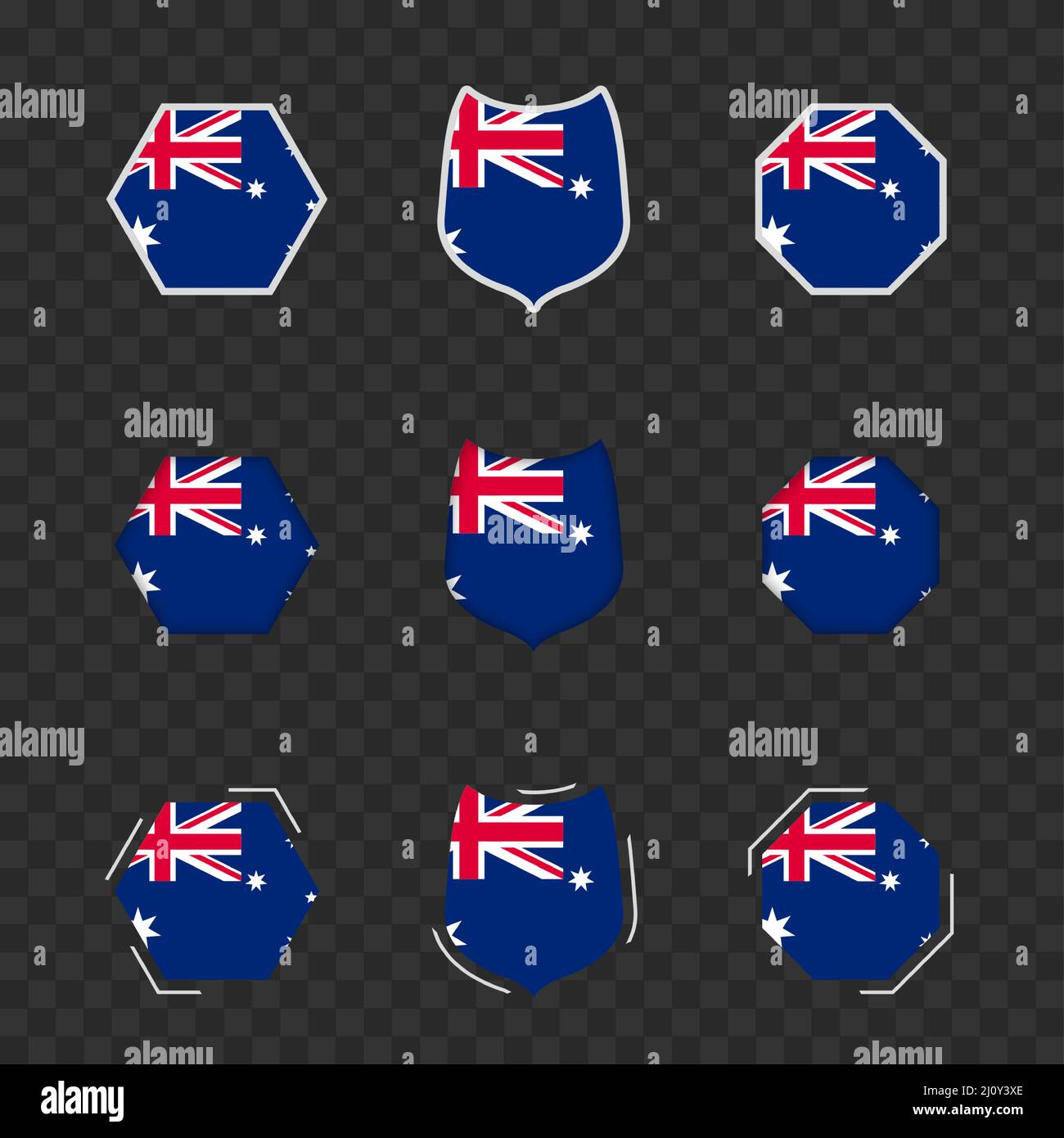 National symbols of Australia on a dark transparent background, vector ...