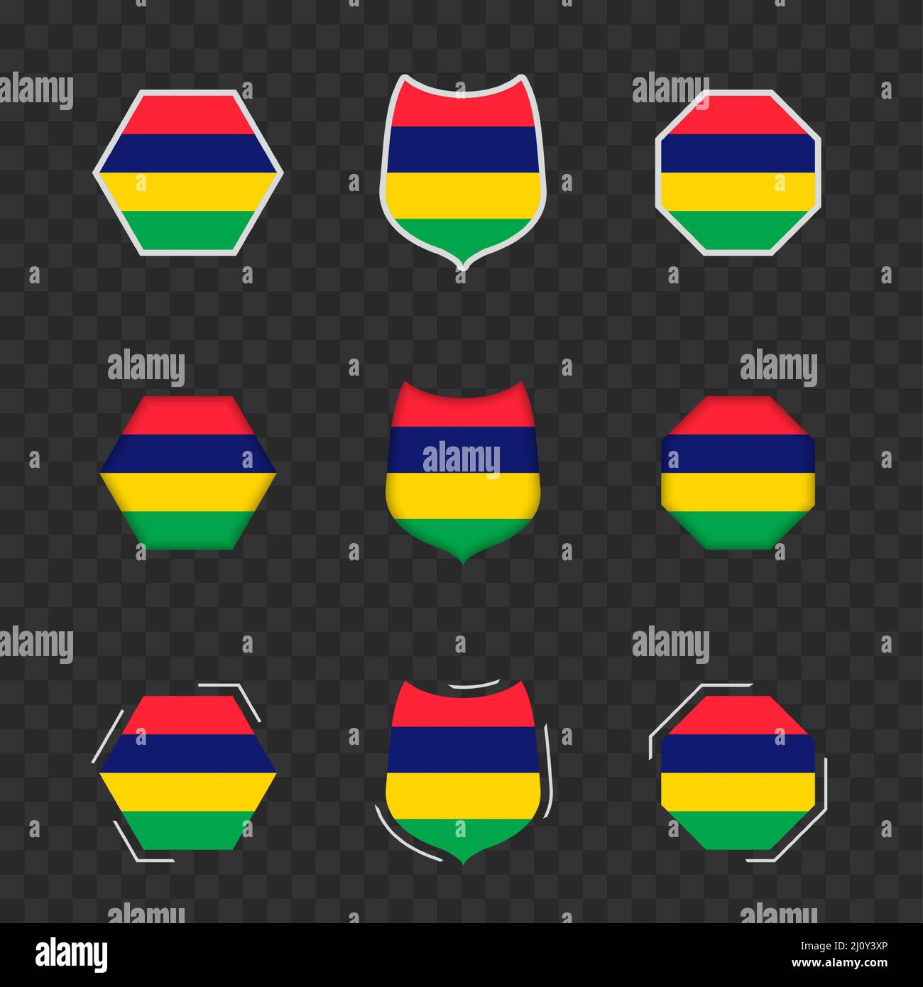 National symbols of Mauritius on a dark transparent background, vector ...