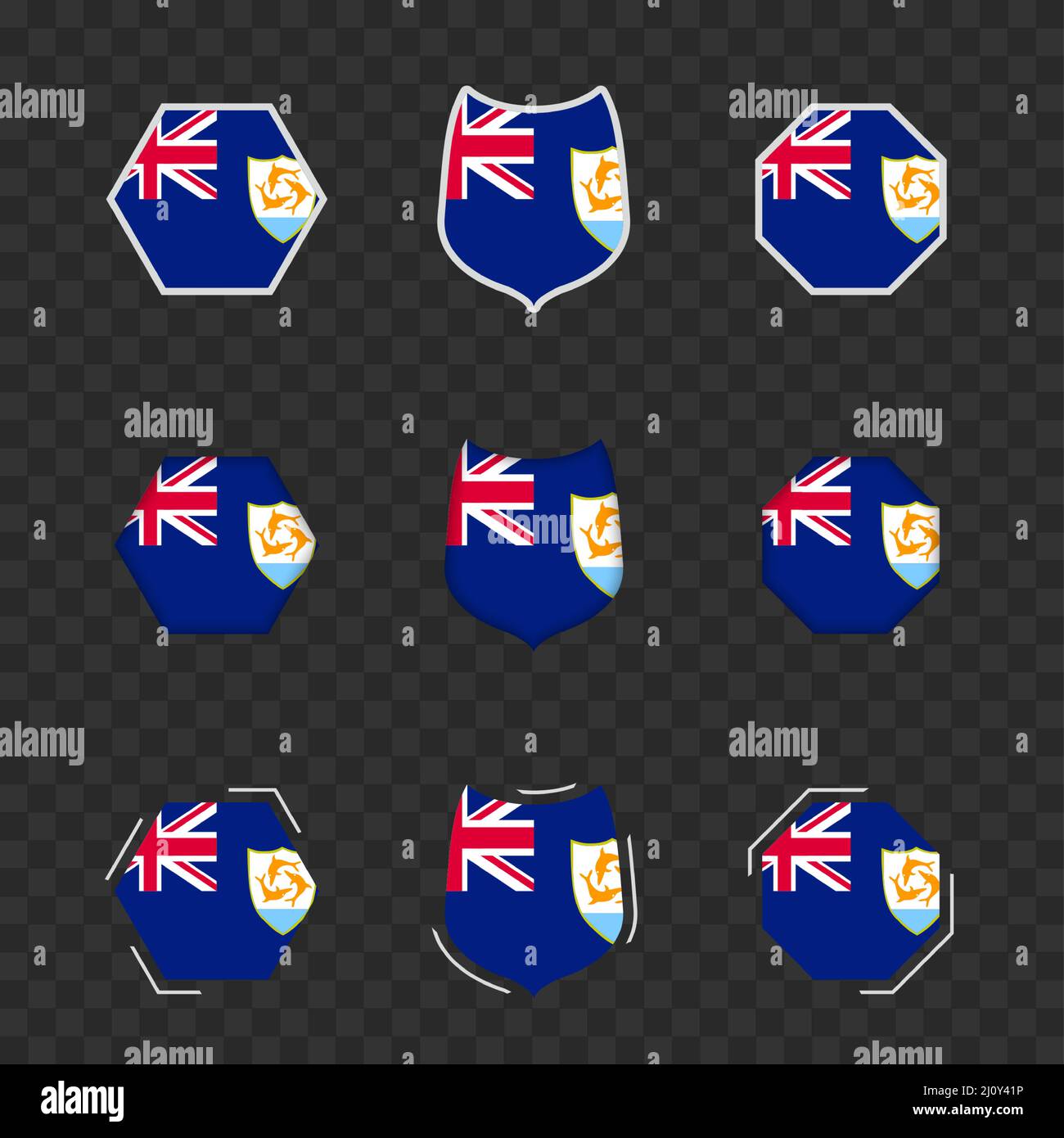 National symbols of Anguilla on a dark transparent background, vector ...