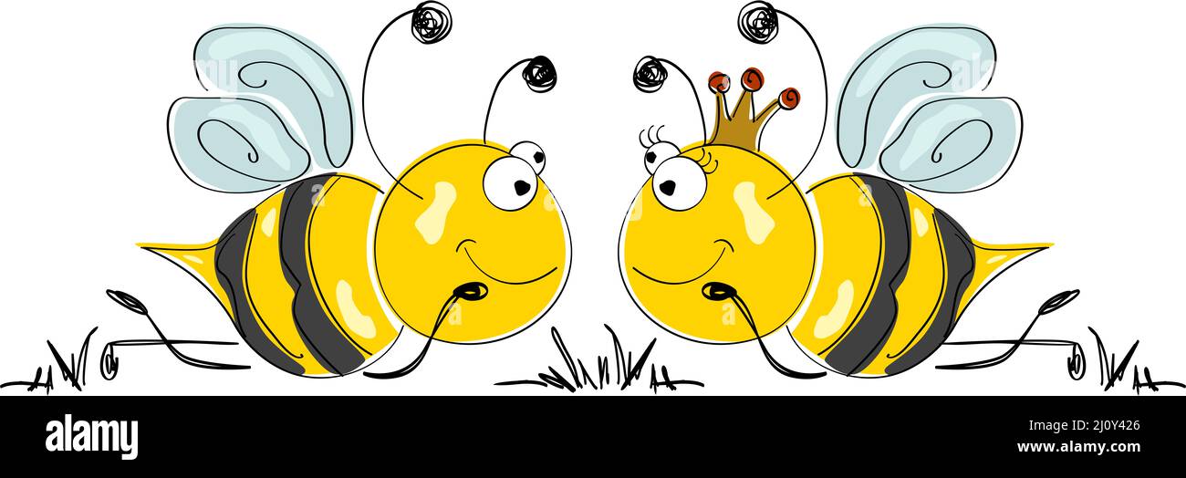 Cute couple of bees lying in the garden Stock Photo - Alamy