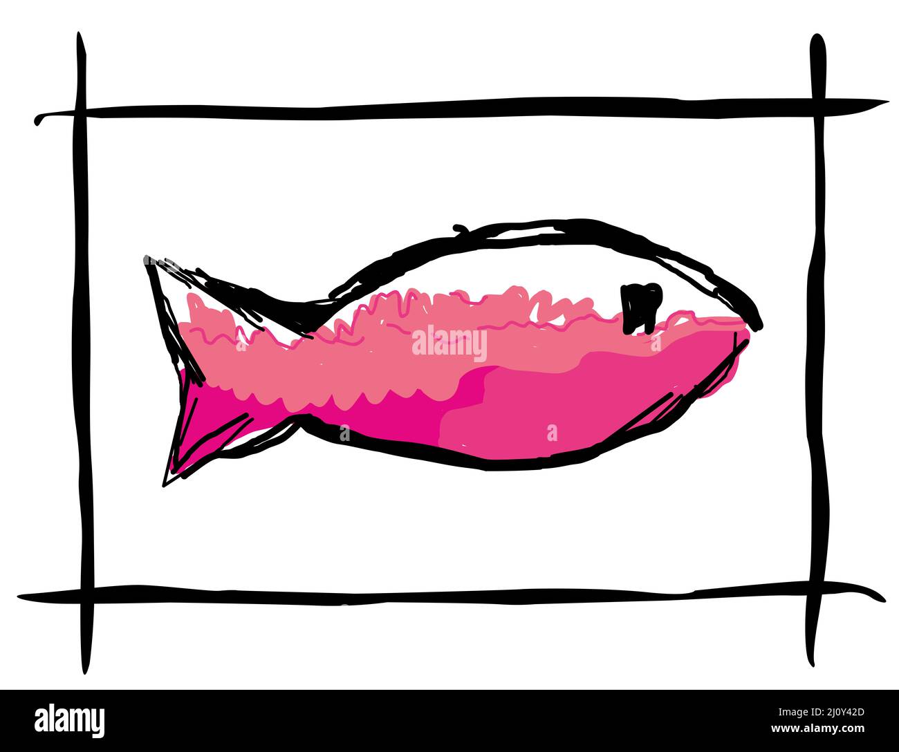 Pink funny fish icon design Stock Photo - Alamy