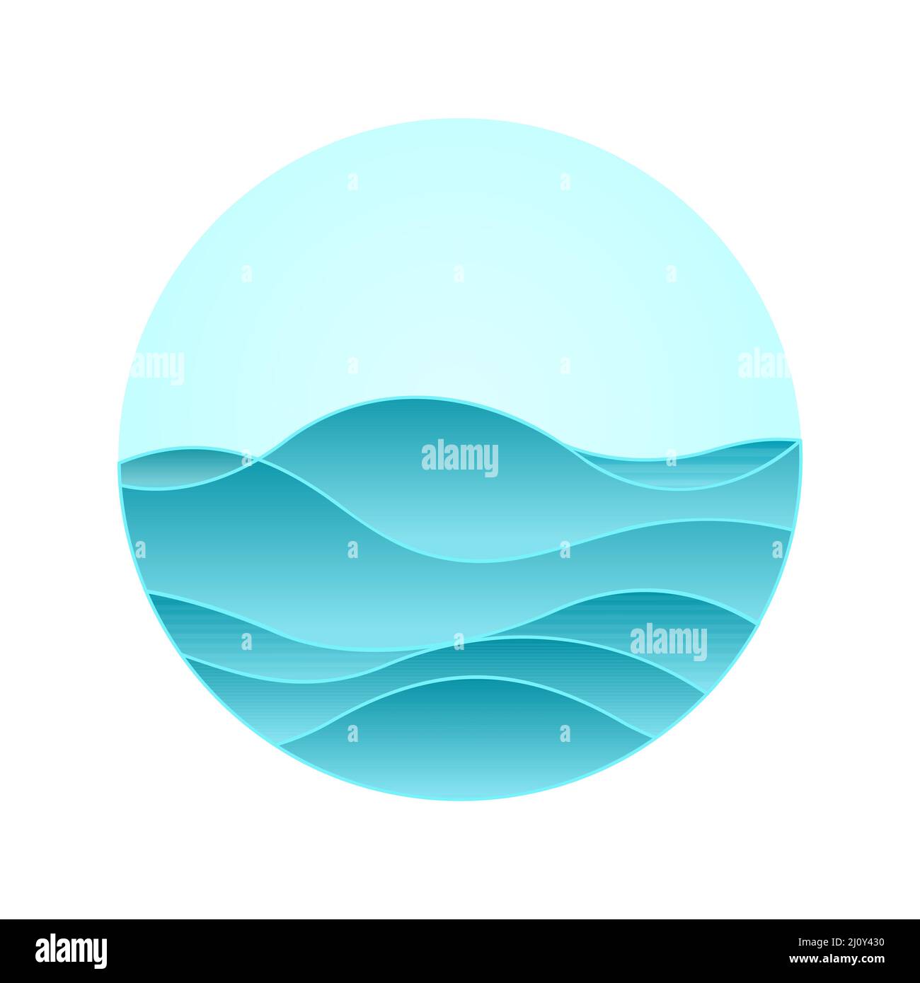 Sea waves with turquoise gradient in circle Stock Vector Image & Art ...