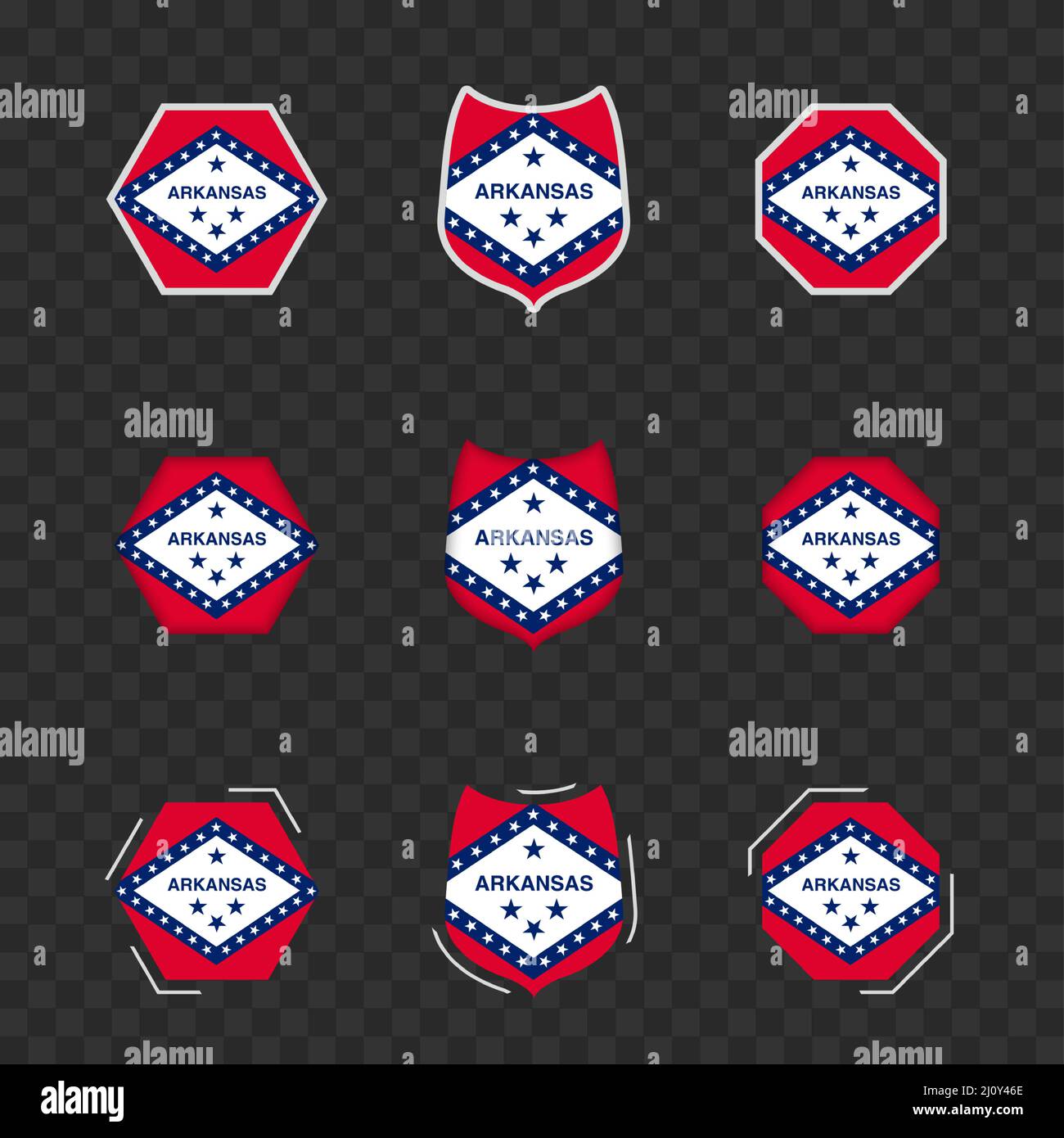 National symbols of Arkansas on a dark transparent background, vector ...