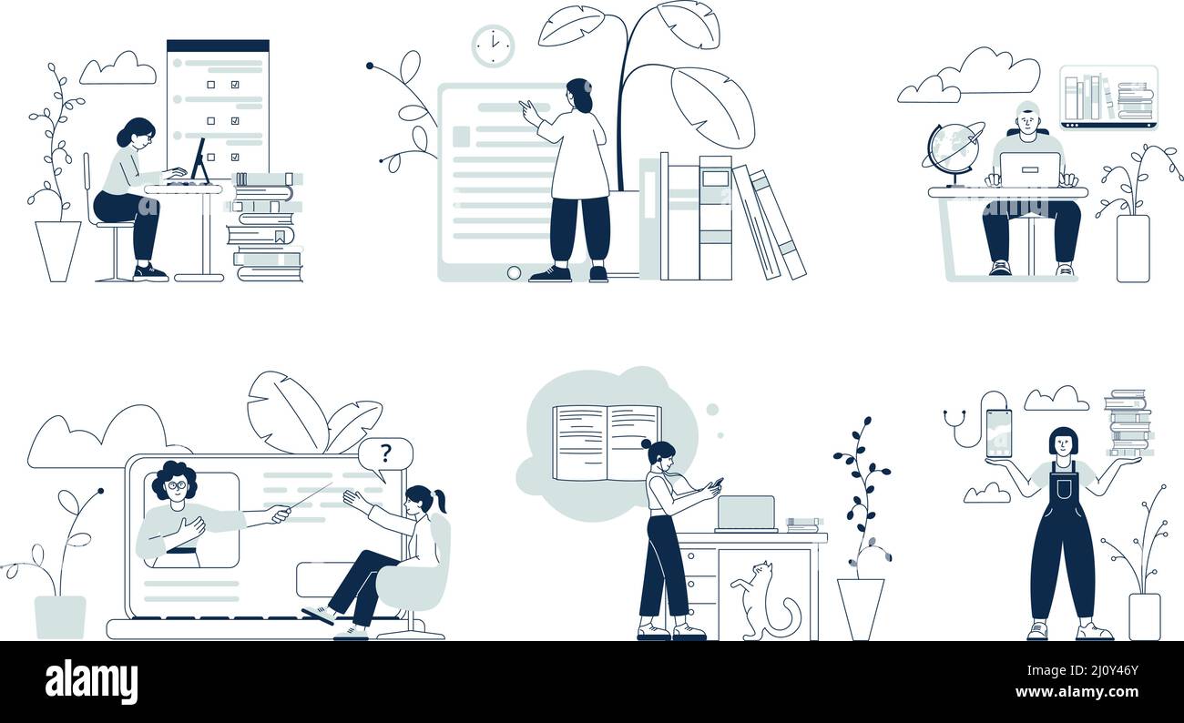 Online education. Professional webinar, homework or internet course ...