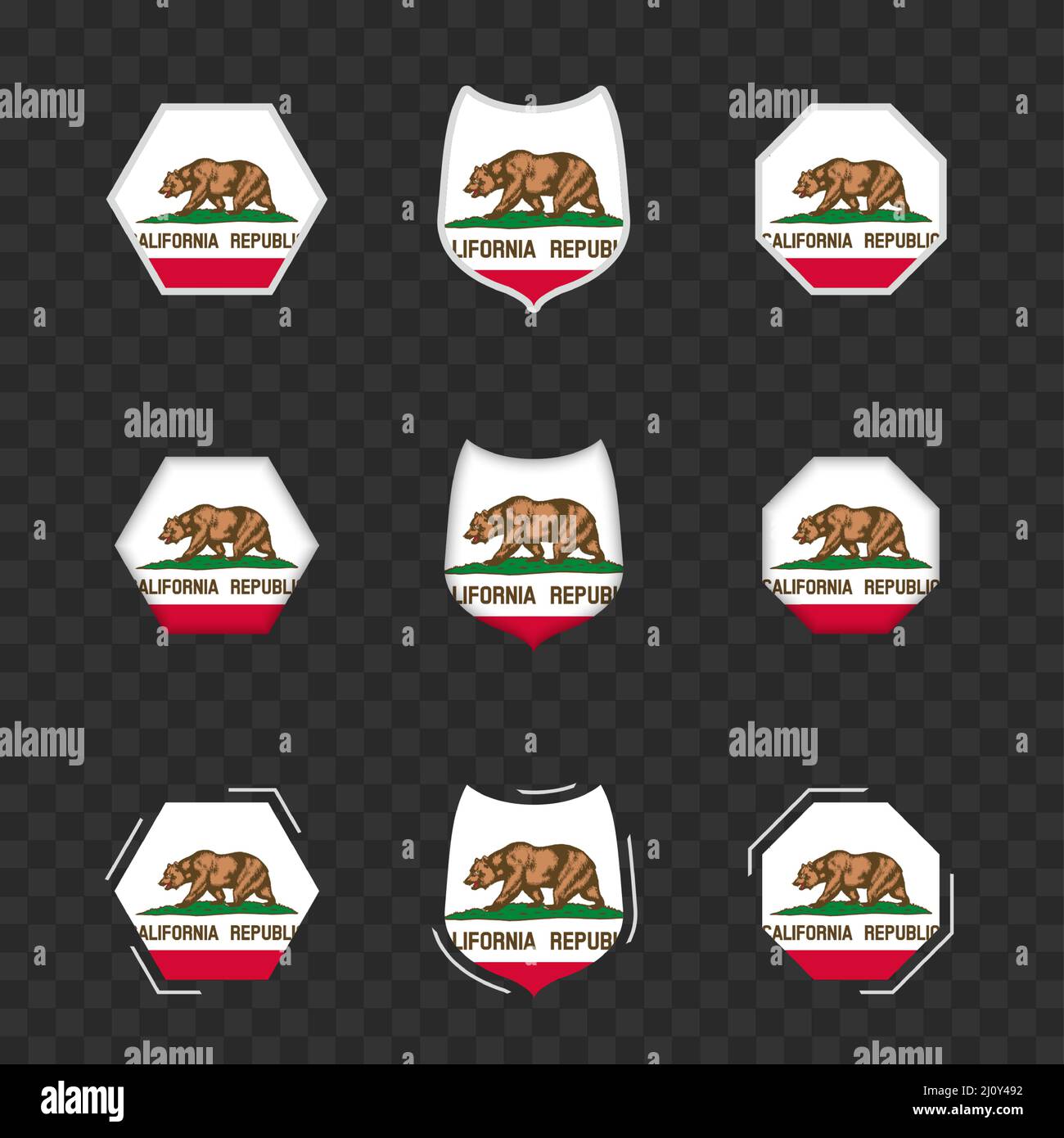 National symbols of California on a dark transparent background, vector ...