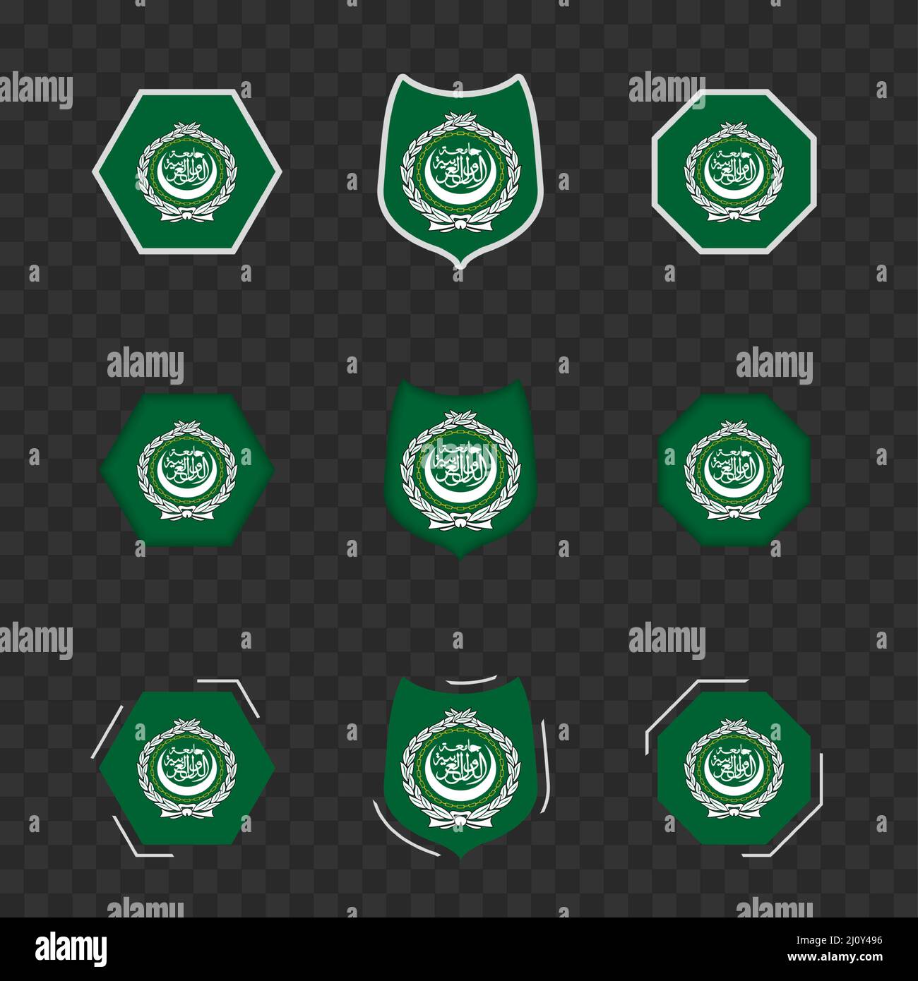 National symbols of Arab League on a dark transparent background ...