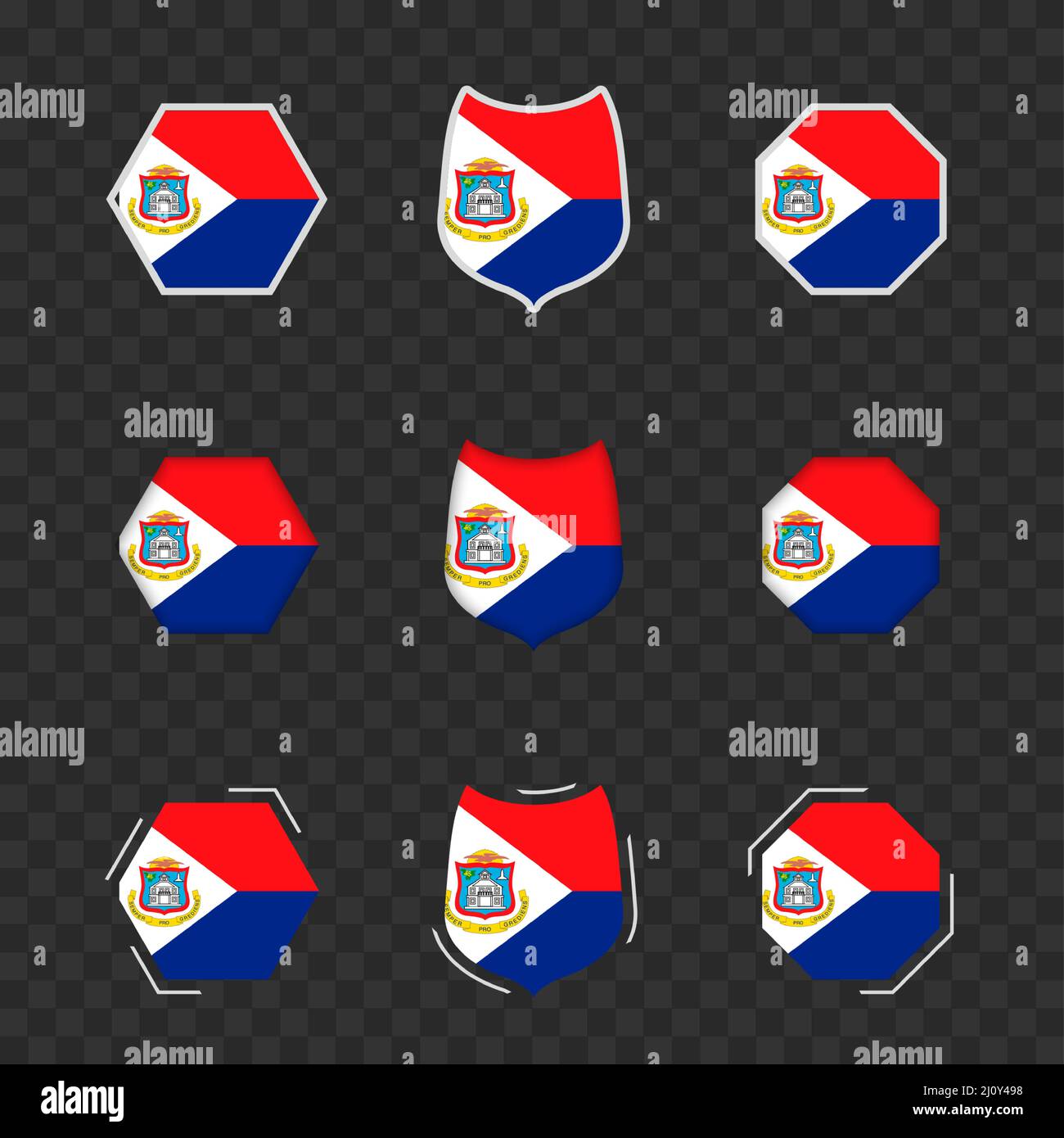 National symbols of Sint Maarten on a dark transparent background ...