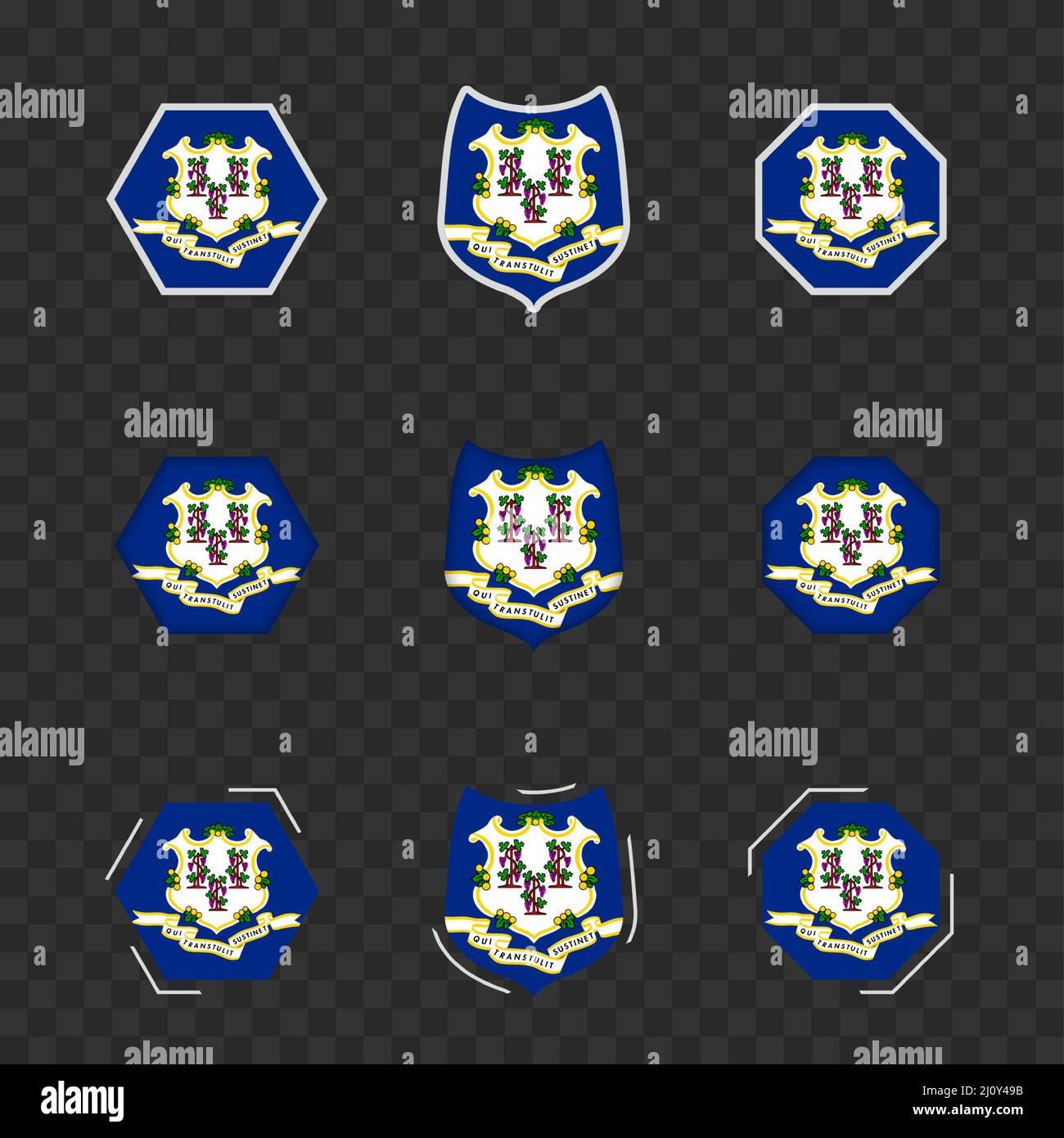 National symbols of Connecticut on a dark transparent background ...