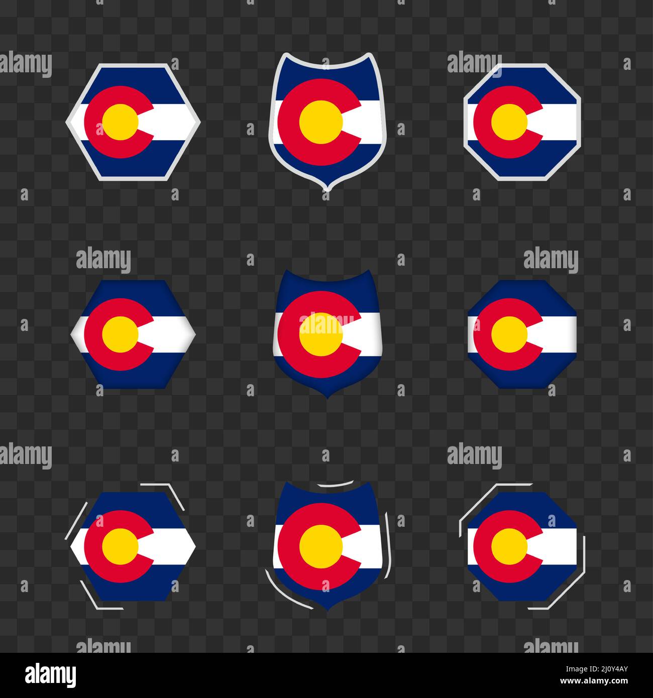 National symbols of Colorado on a dark transparent background, vector ...