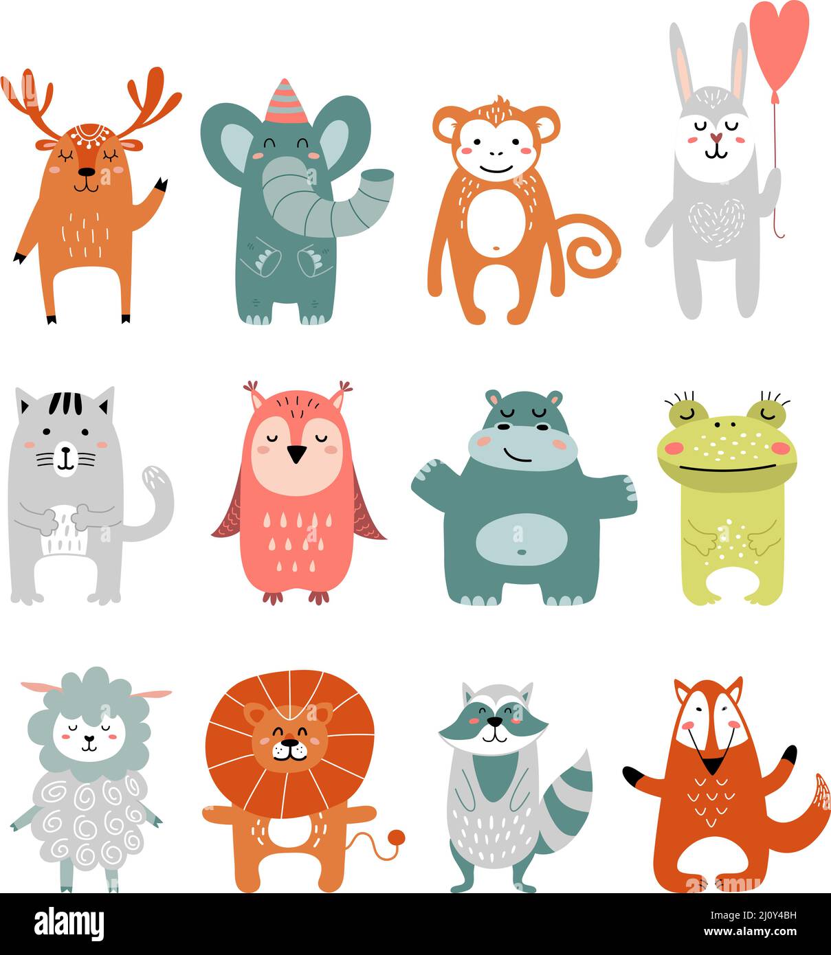 Scandinavian animal. Nordic design animals, nursery forest woodland ...