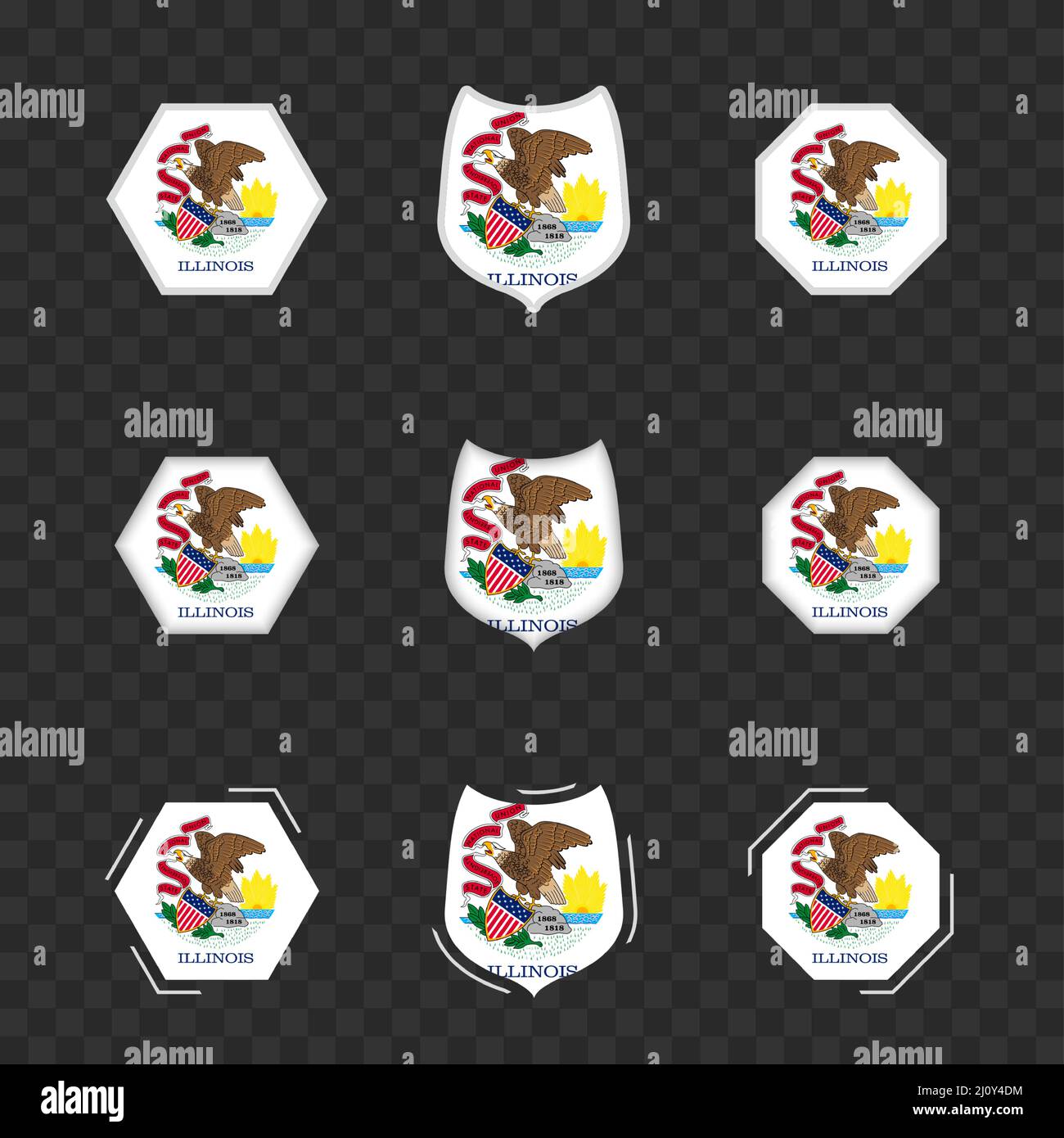 National symbols of Illinois on a dark transparent background, vector ...