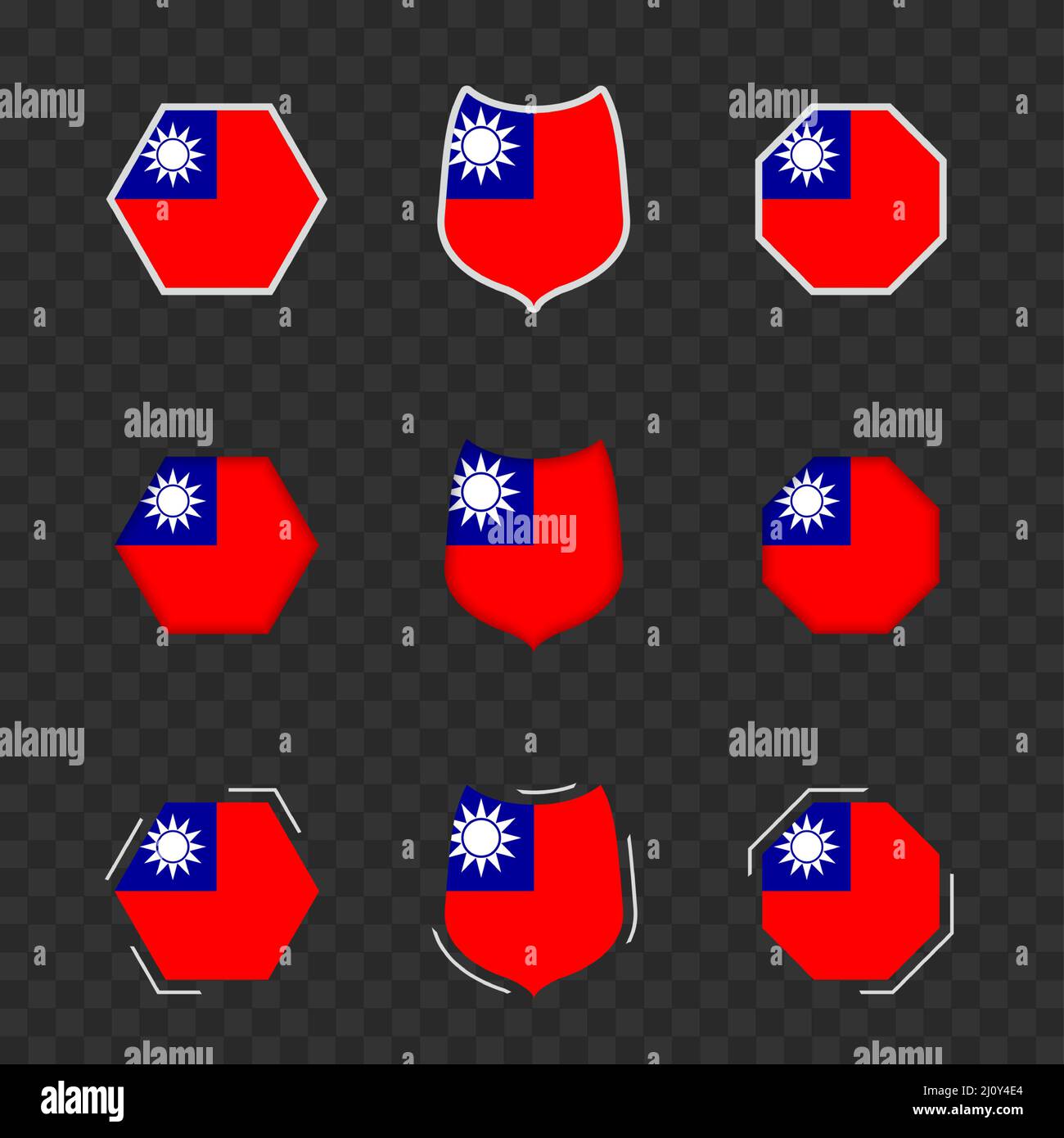 National symbols of Taiwan on a dark transparent background, vector ...