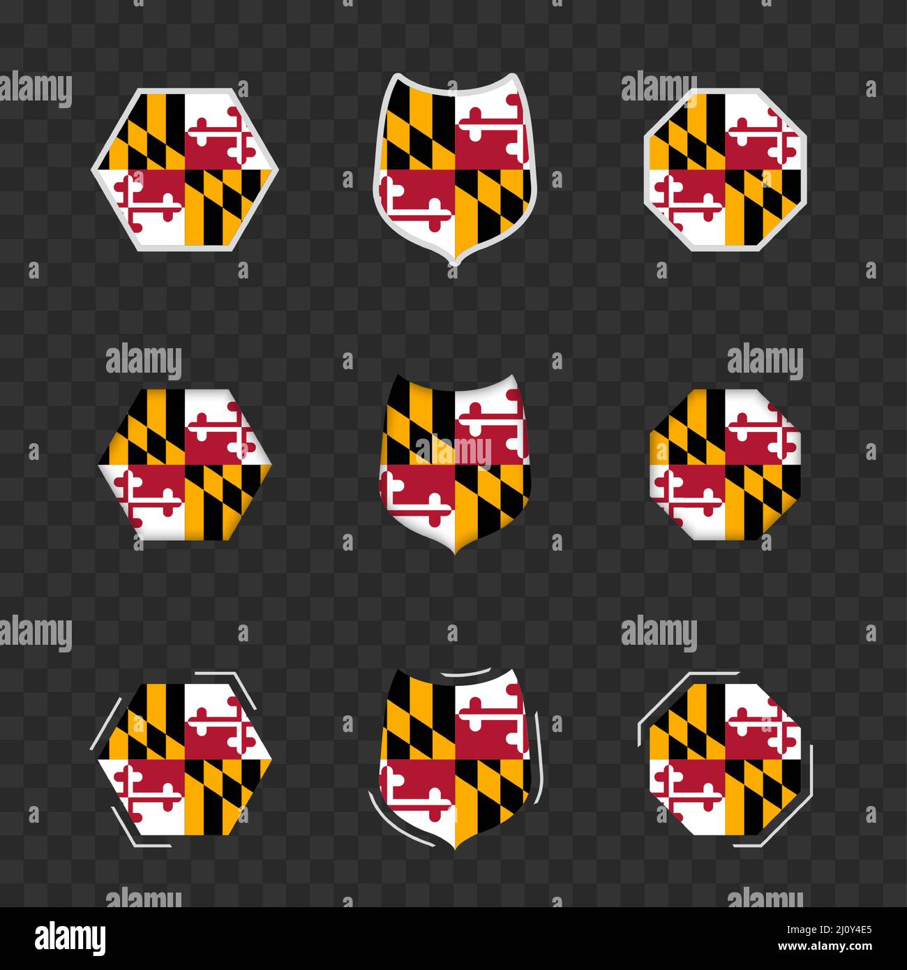 National symbols of Maryland on a dark transparent background, vector ...