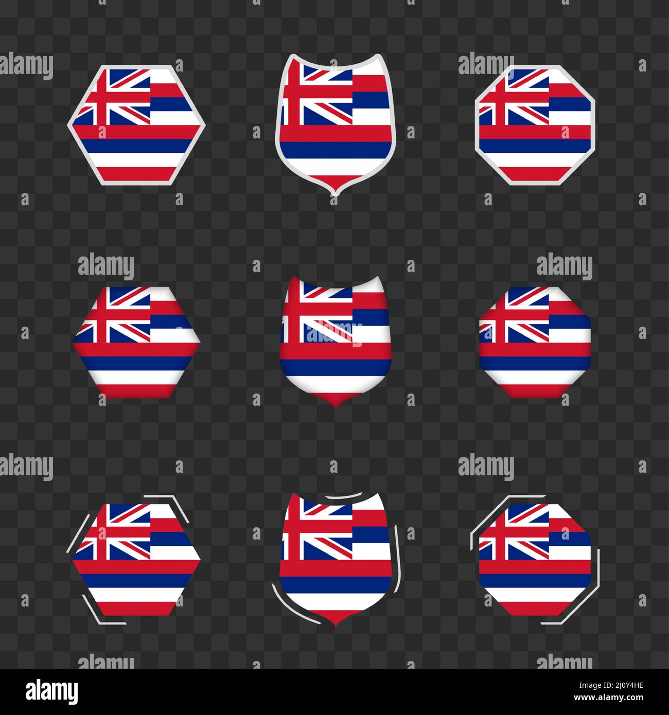 National symbols of Hawaii on a dark transparent background, vector ...
