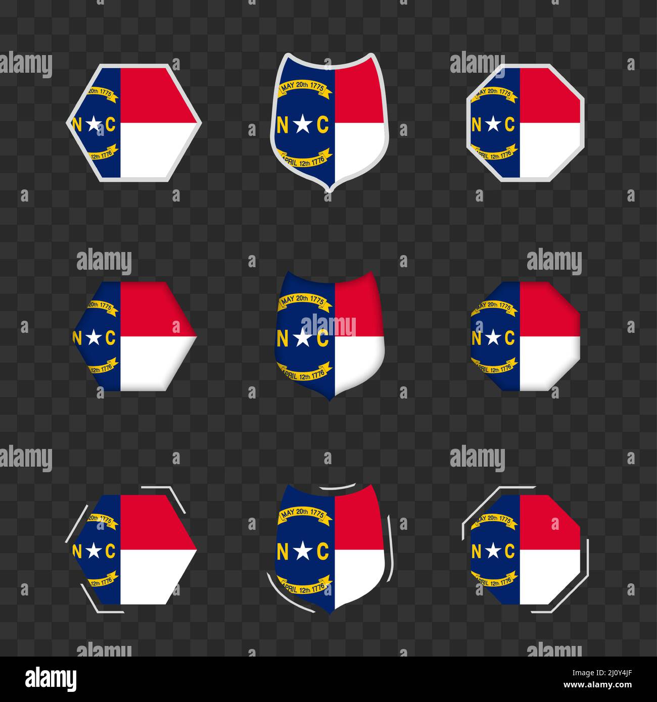 National symbols of North Carolina on a dark transparent background ...