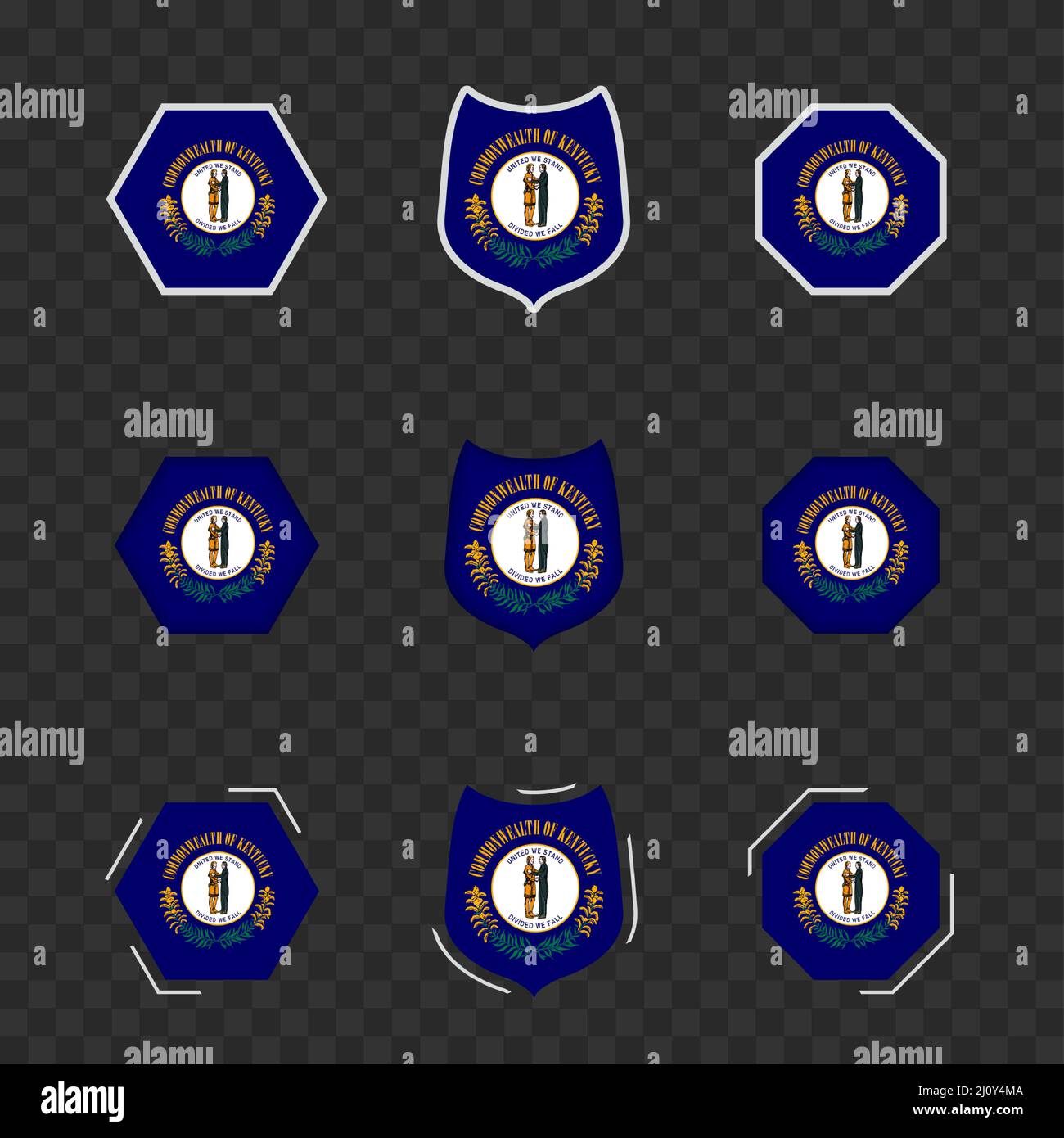 National symbols of Kentucky on a dark transparent background, vector ...