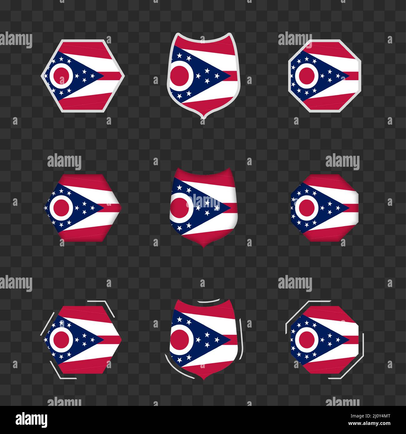 National symbols of Ohio on a dark transparent background, vector flags ...