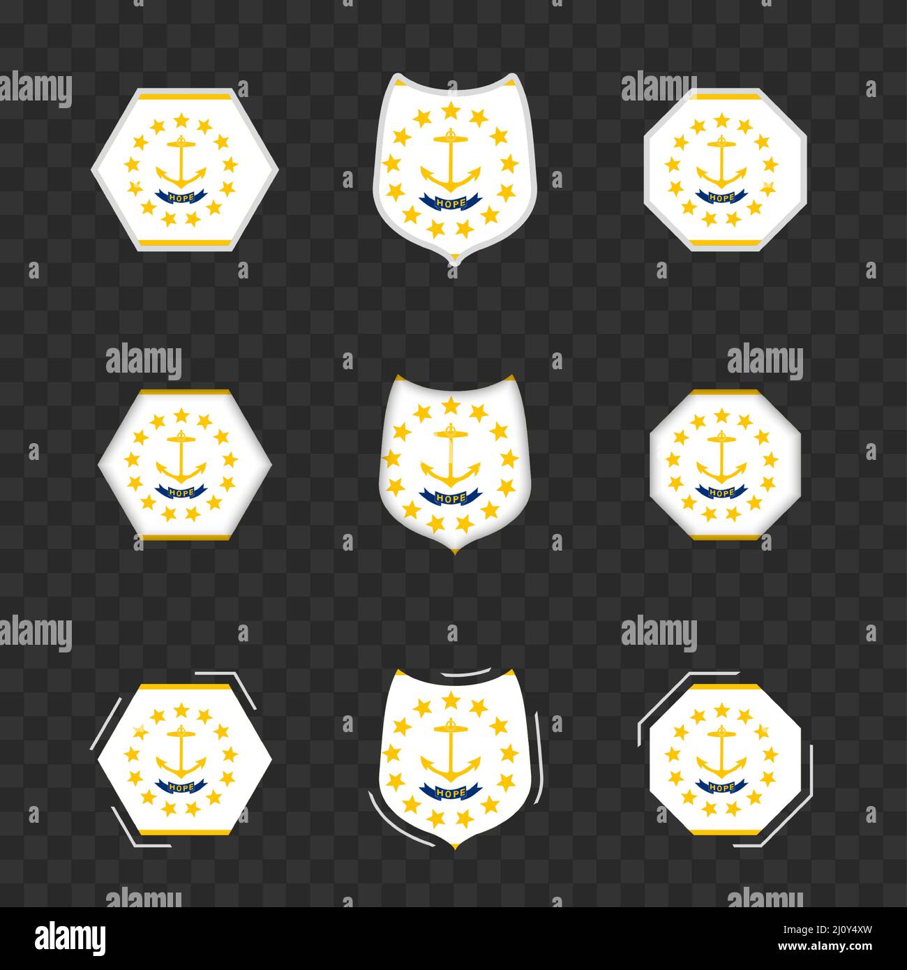 National symbols of Rhode Island on a dark transparent background ...