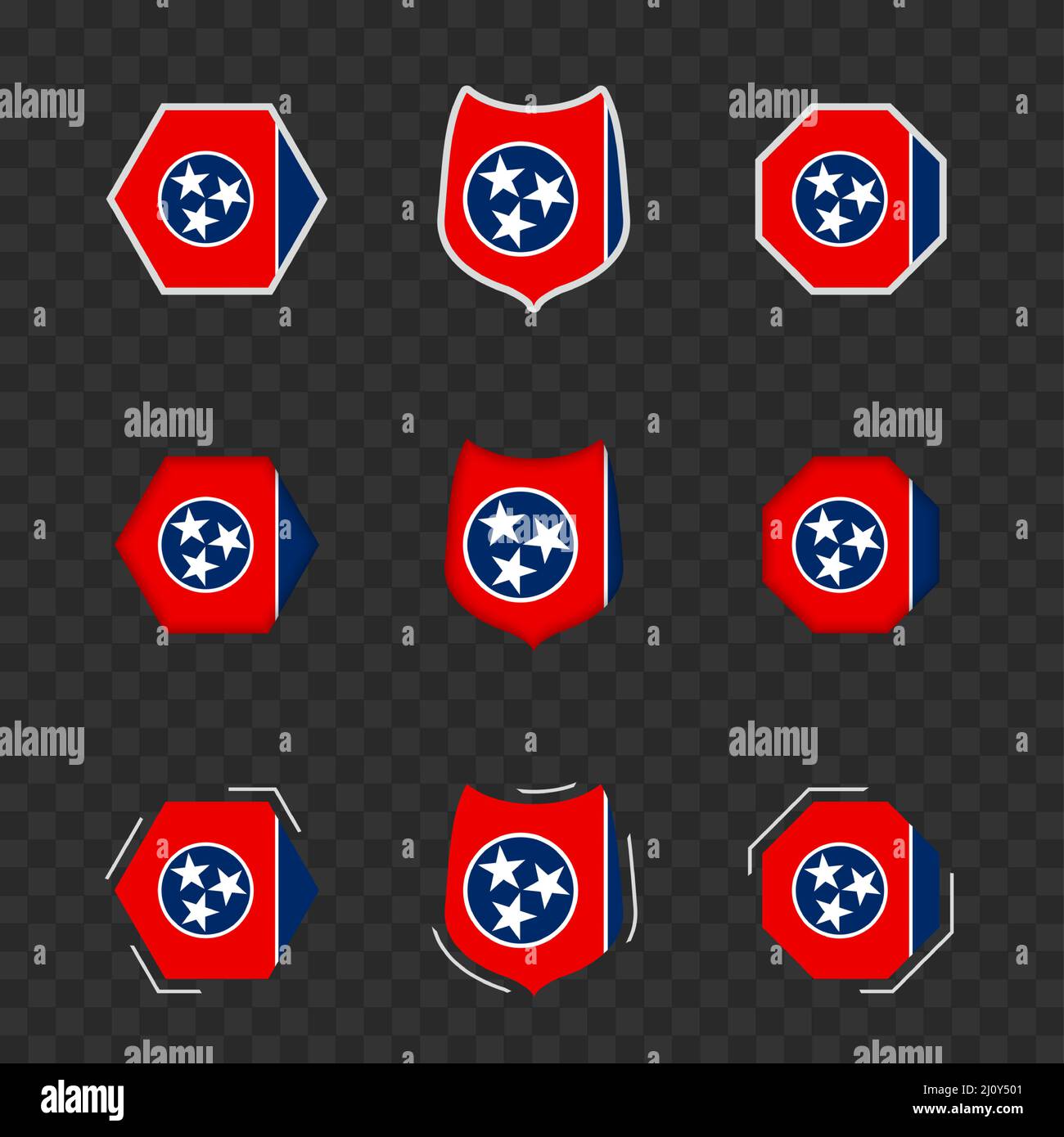 National symbols of Tennessee on a dark transparent background, vector ...