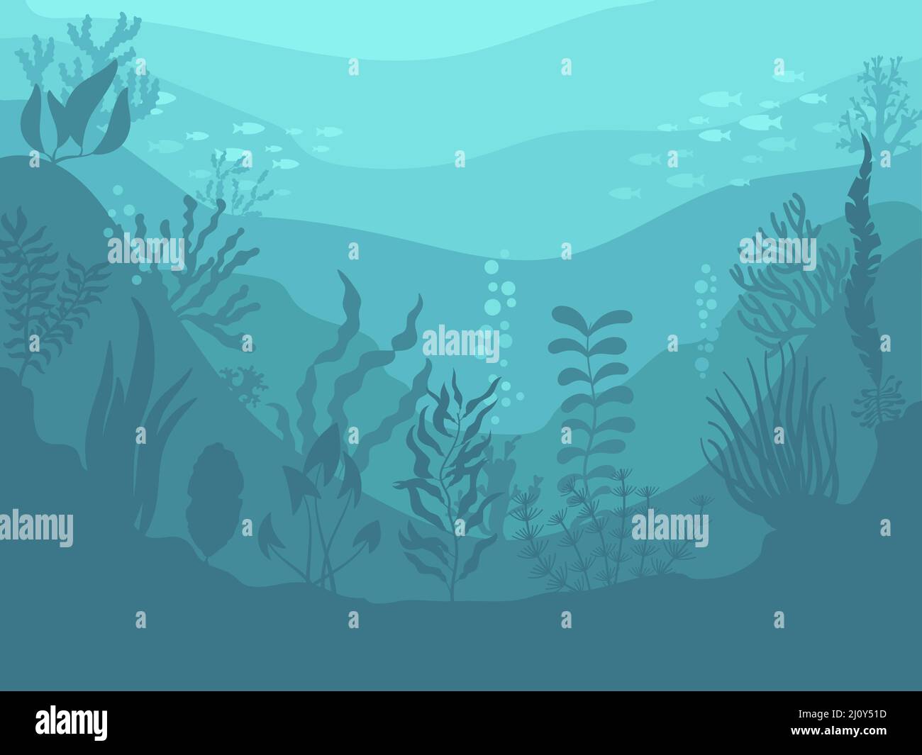 Underwater background with seaweed. Below water, ocean reef with ...