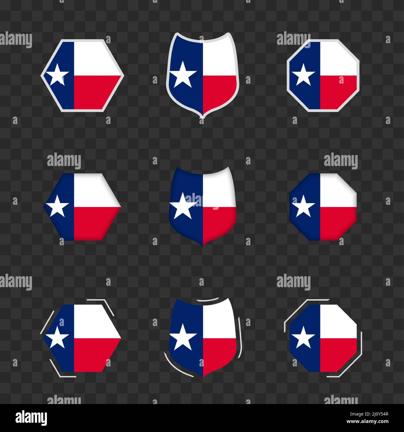 National symbols of Texas on a dark transparent background, vector ...