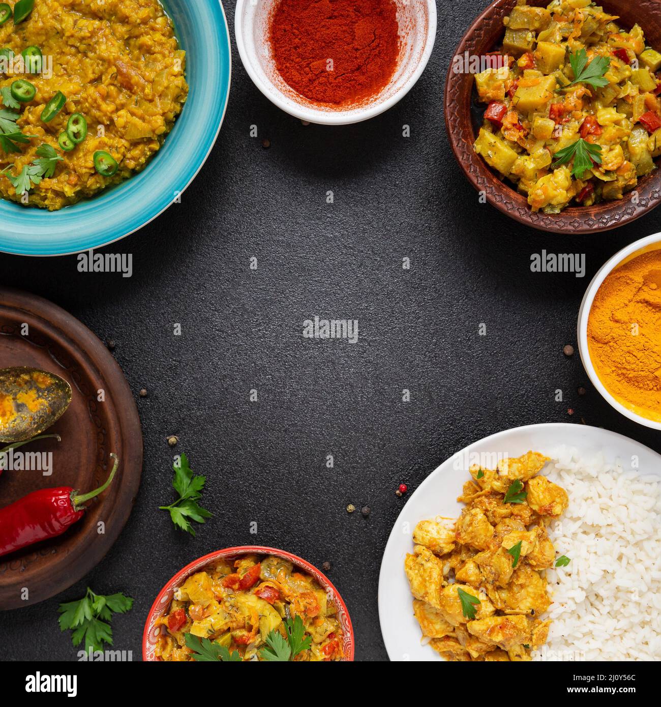 Indian circular food frame. High quality photo Stock Photo - Alamy