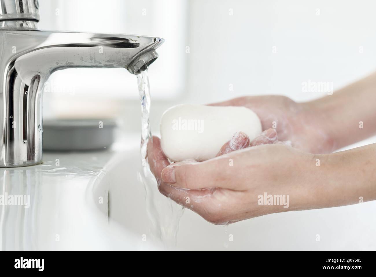 Side view hands washing bar soap sink. High quality photo Stock Photo ...